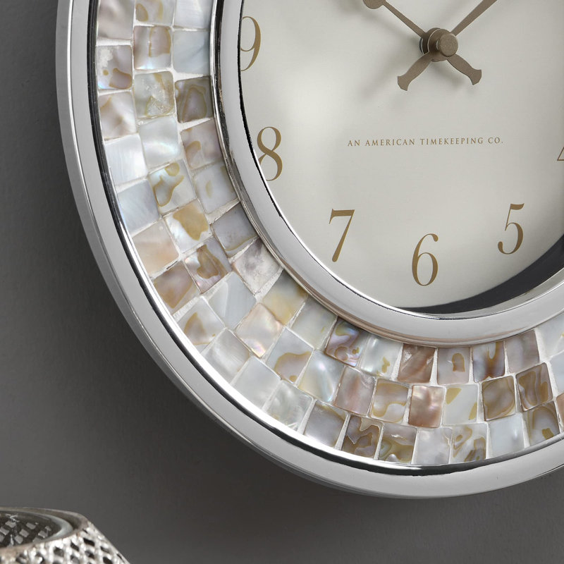 Mercer41 Pearl Mosaic Wall Clock, 10.25", Beach Stone | Wayfair