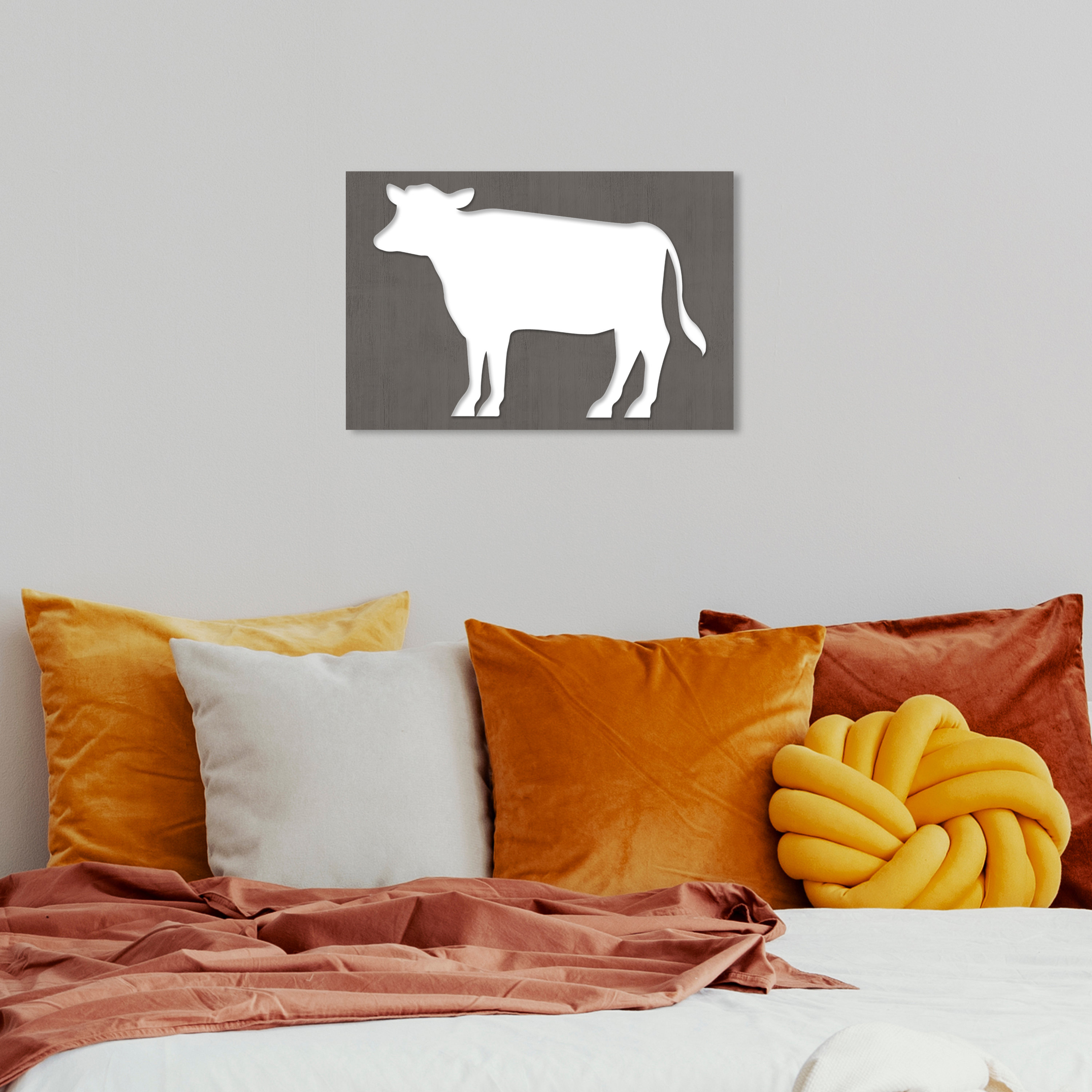 Rosalind Wheeler Animals Cow Cabin / Lodge White Canvas Wall Art Print ...