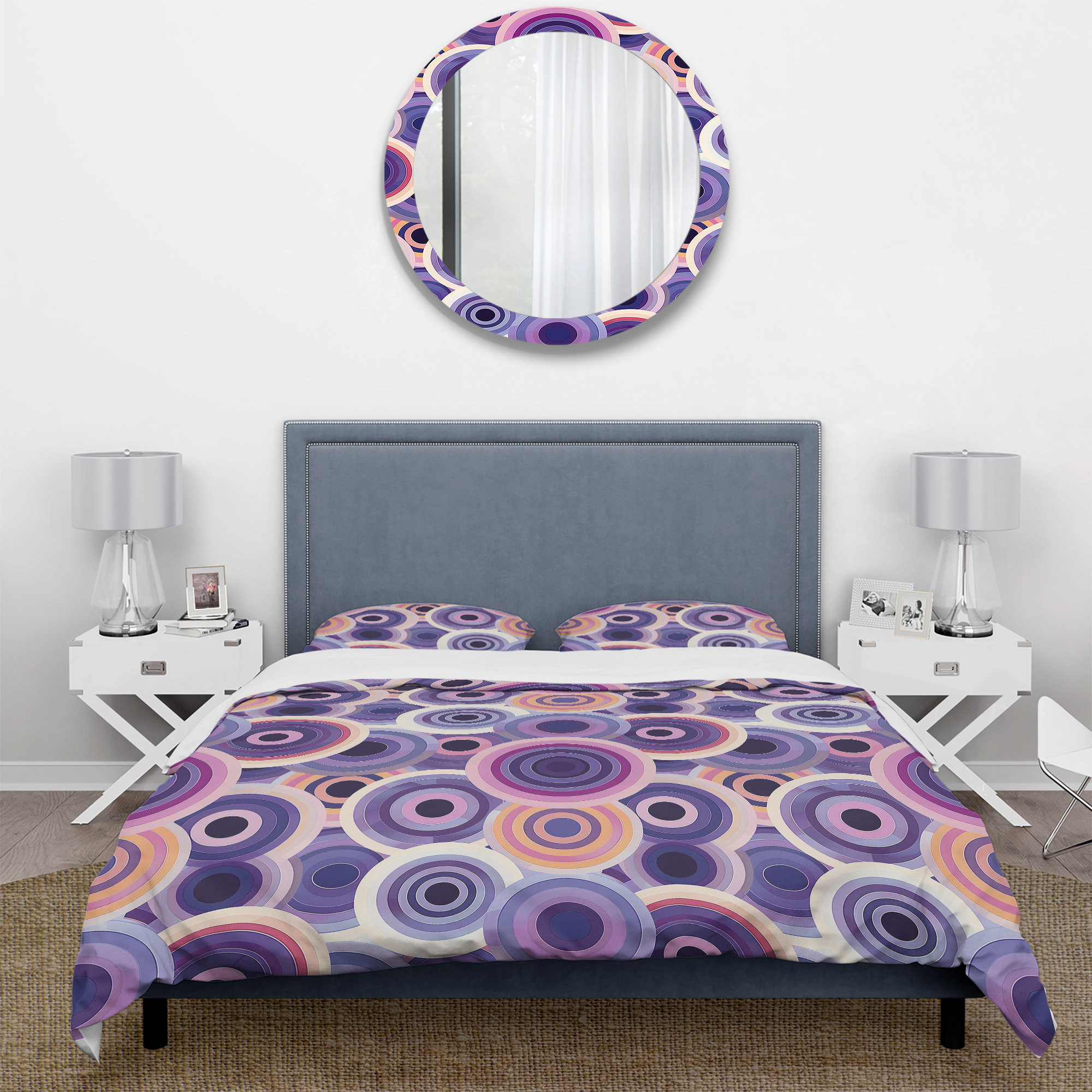 Design Art Retro Pink Purple Midcentury Circles II - Midcentury Duvet ...