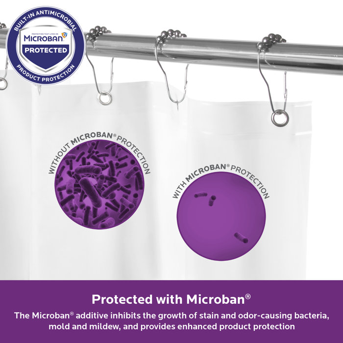 Wayfair Basics® Microban Protected PEVA Solid Color Single Shower ...