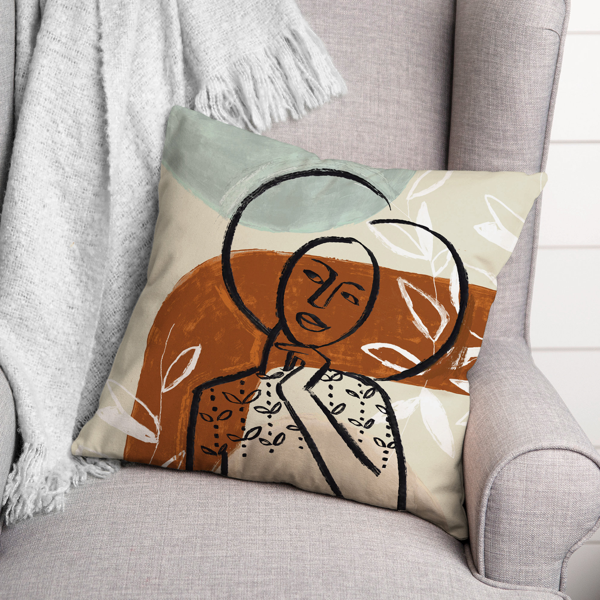 Designs Direct Creative Group Earthy Abstract Figure I Throw Pillow ...