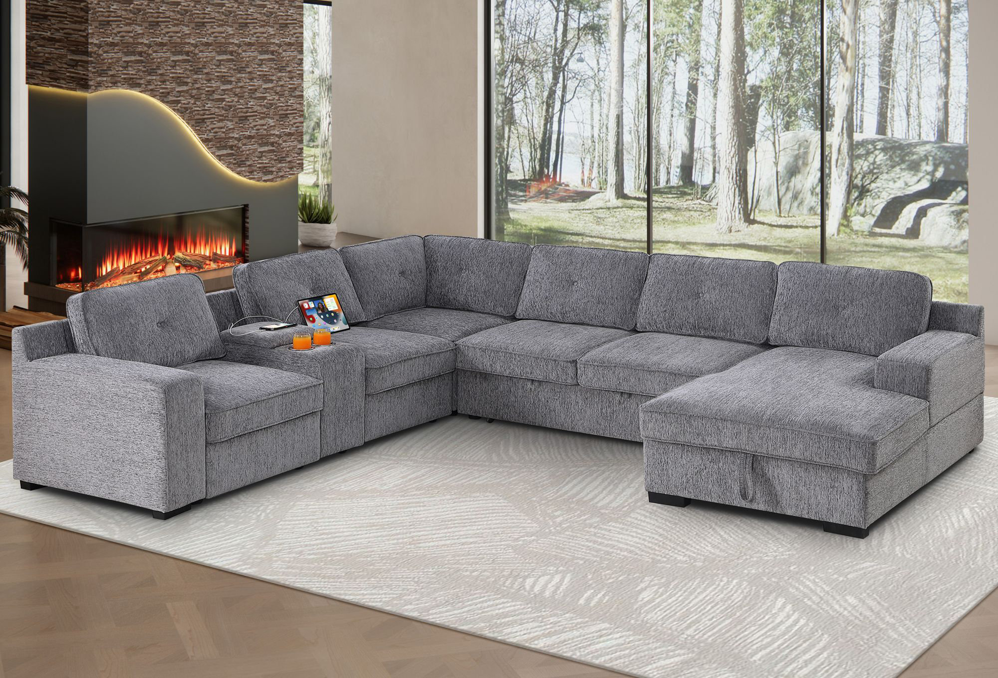 Latitude Run® Latitude Run U-Shaped Upholstered Corner Sectional Sofa ...