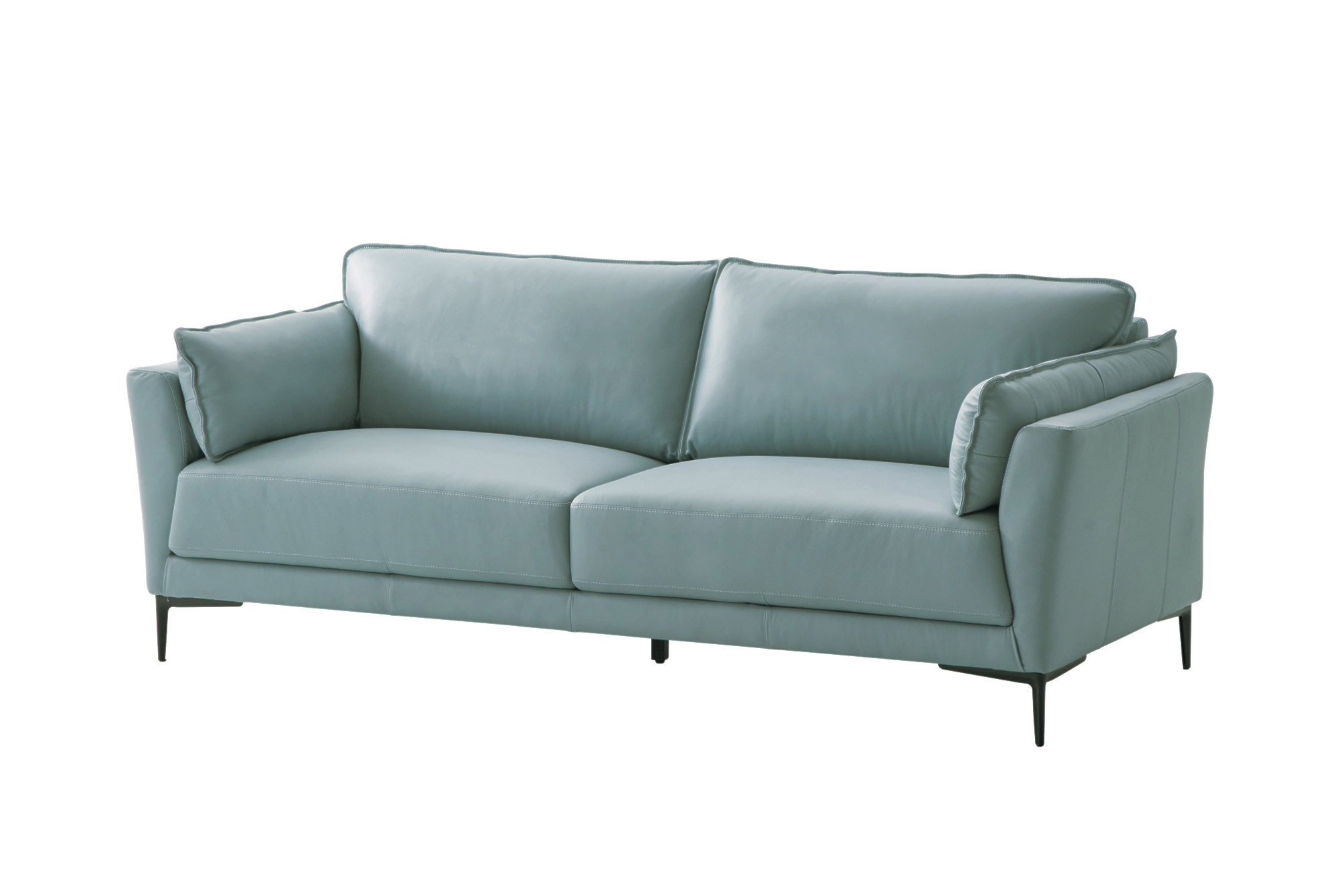 Brayden Studio® Greidy Sofa, Light Blue Top Grain Leather & Black ...