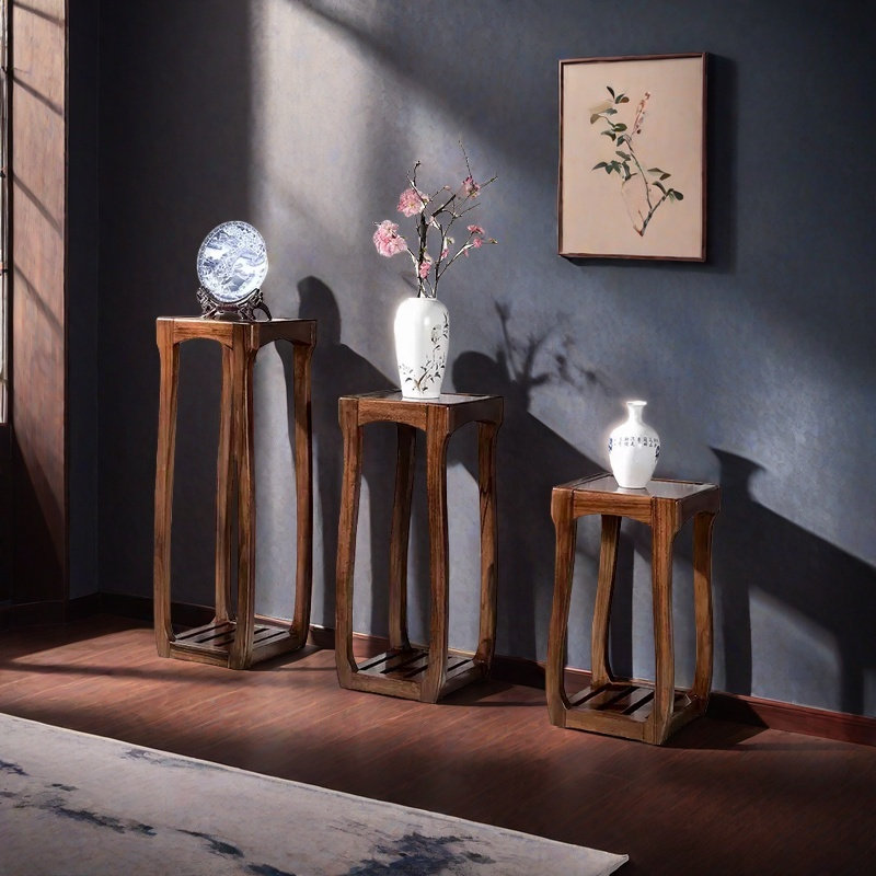 Zhang's SereneLodge Solid Wood Double - Layer Plant Stand Natural | Wayfair