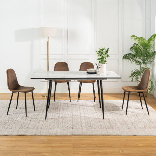 George Oliver Extendable Dining Table Set (4 Chairs + 1 Table ...