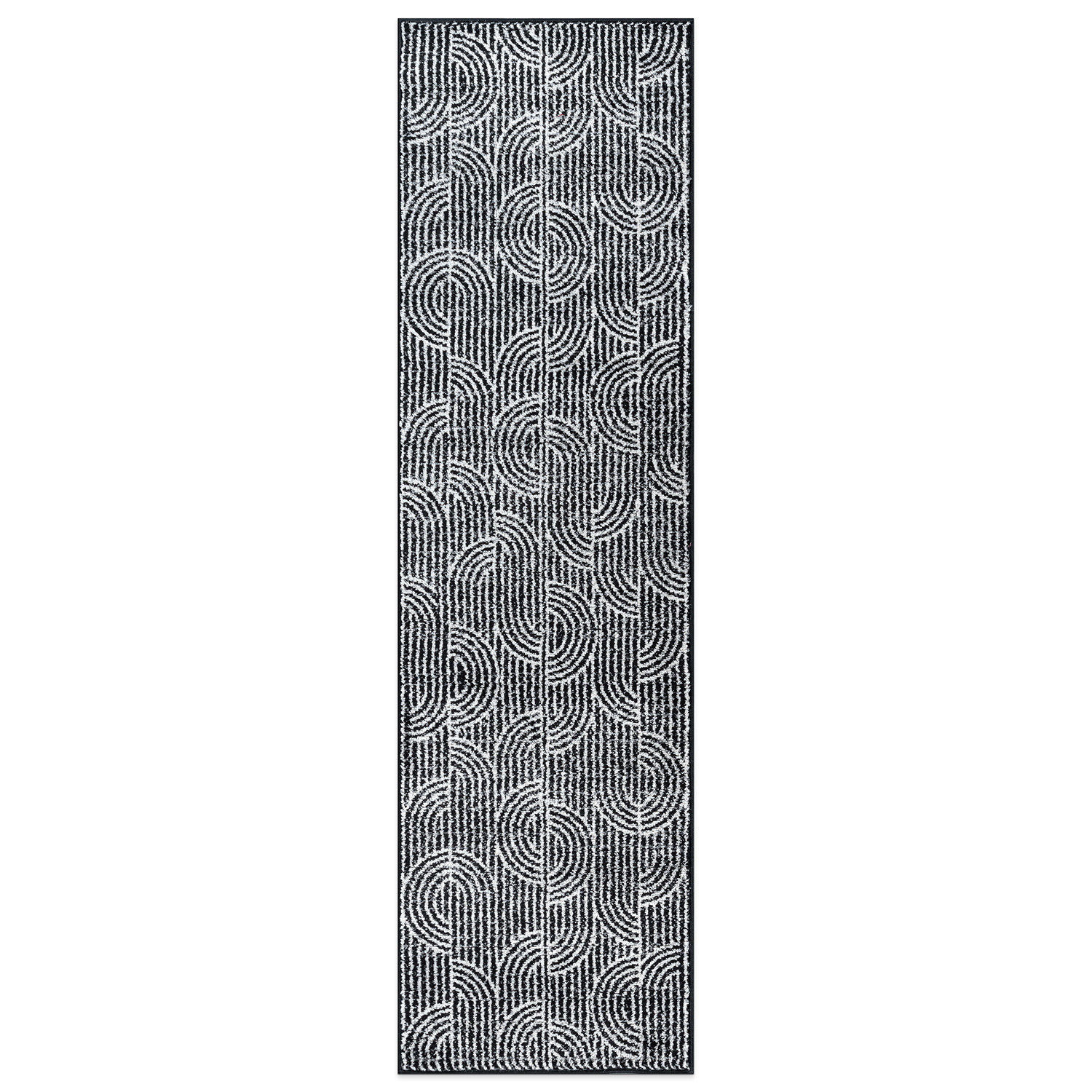 Wrought Studio™ Rambo Modern Arch Pattern Stripe Area Rug Black/Ivory ...