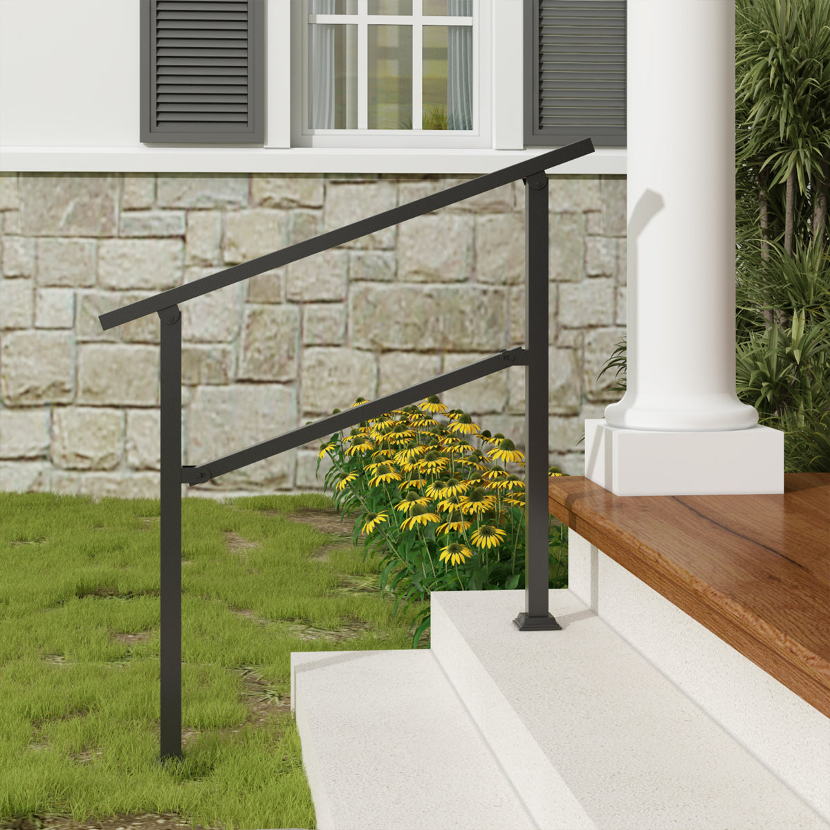 Metaoutdoors Stair Railing Kit Handrail Flexible Outdoor Deck Hand Rail ...