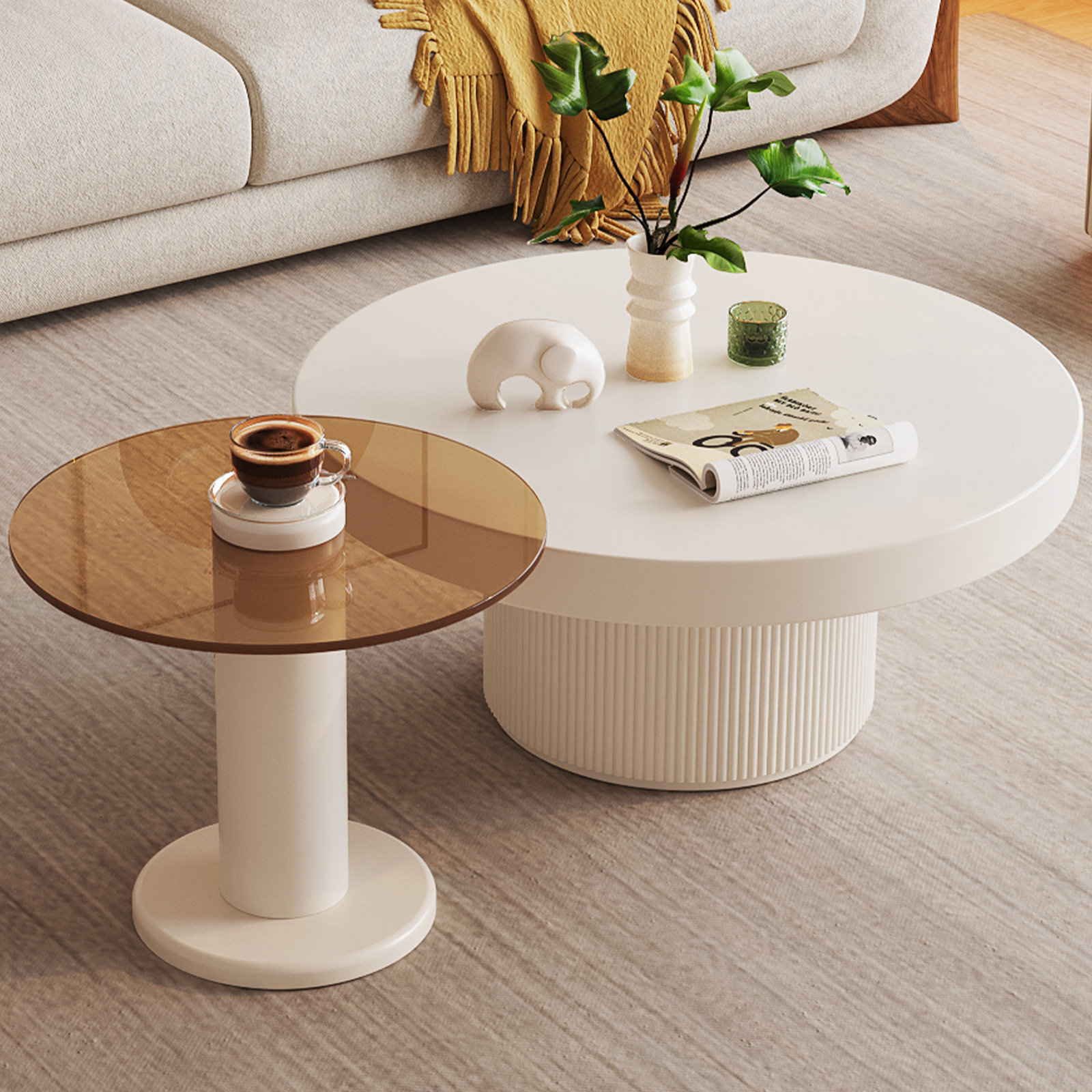 Ivy Bronx Round Coffee Table Set Of 2 - Wayfair Canada