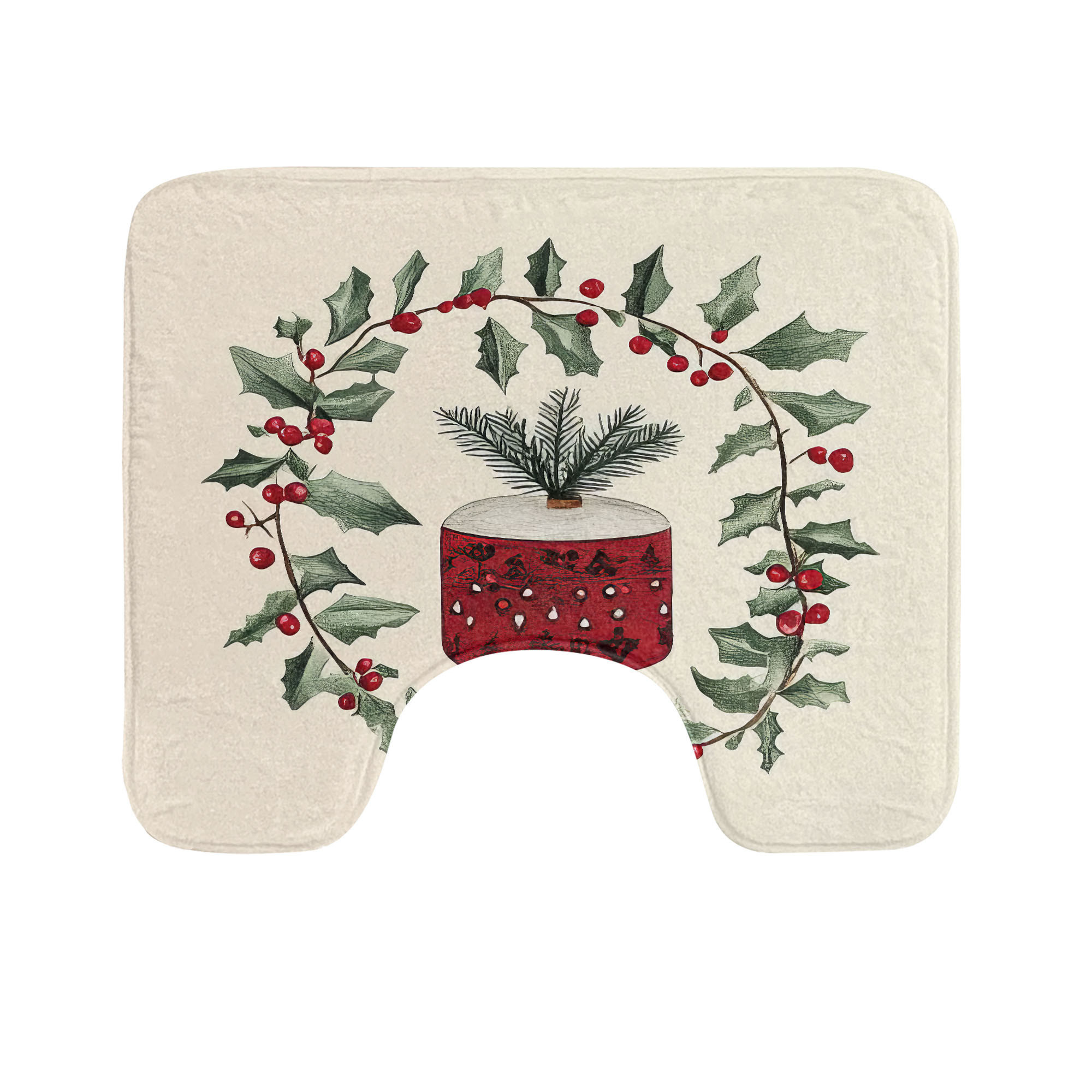 The Holiday Aisle® Christmas Toilet Mat U-Shape Bathroom Rug 20" Sage ...