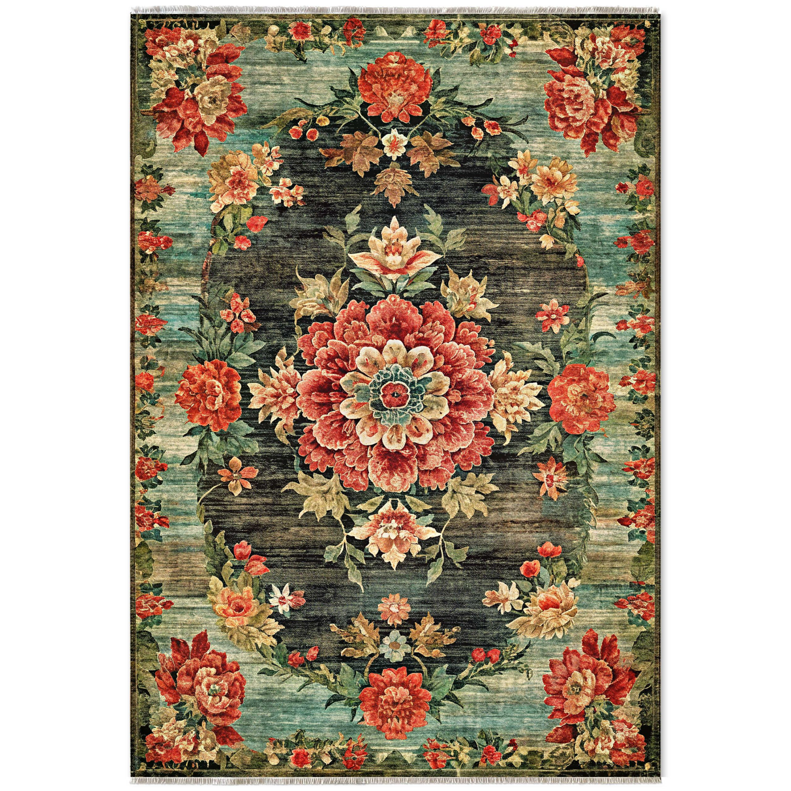 Bungalow Rose Vintage Look Eilette Pink Blue Red Floral Cotton Chenille ...