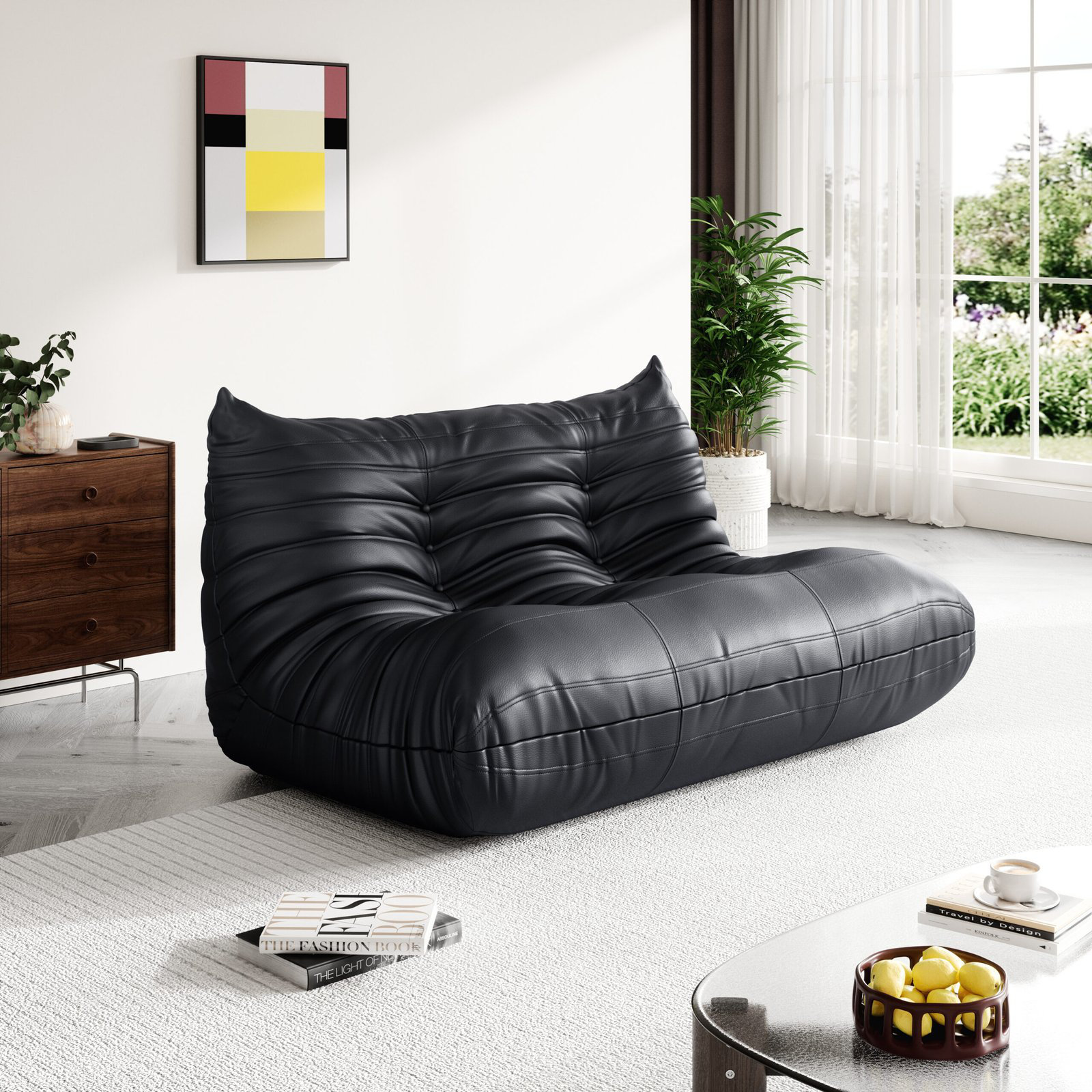 Trule Armless 2-Seat Lazy Sofa Bean Bag Sofa Floor Chair For Living ...