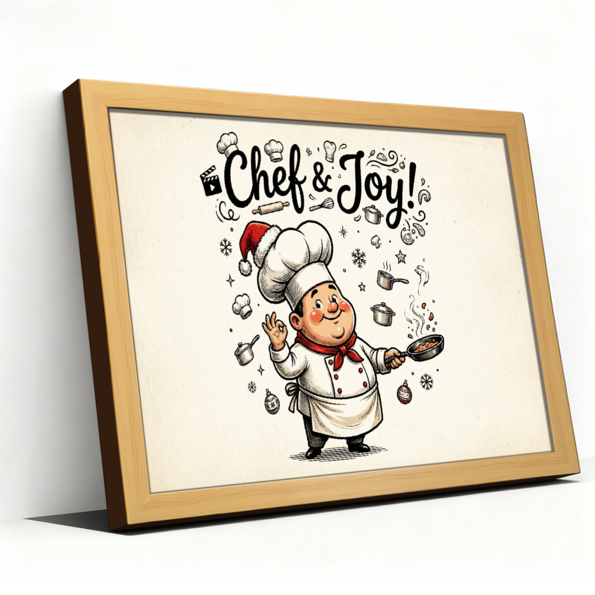 Ophelia & Co. Chef And Joy Christmas Chef Cartoon Canvas Wrapped Wall ...