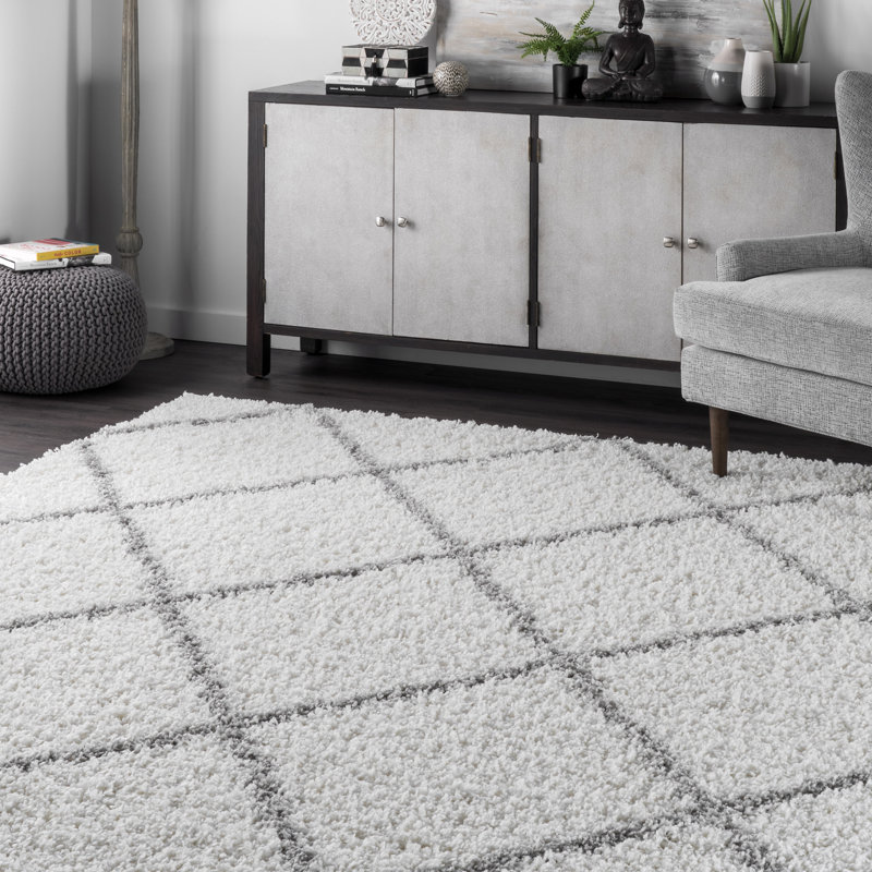 House of Hampton® Darryll Moroccan Shag Performance Off-White Area Rug ...
