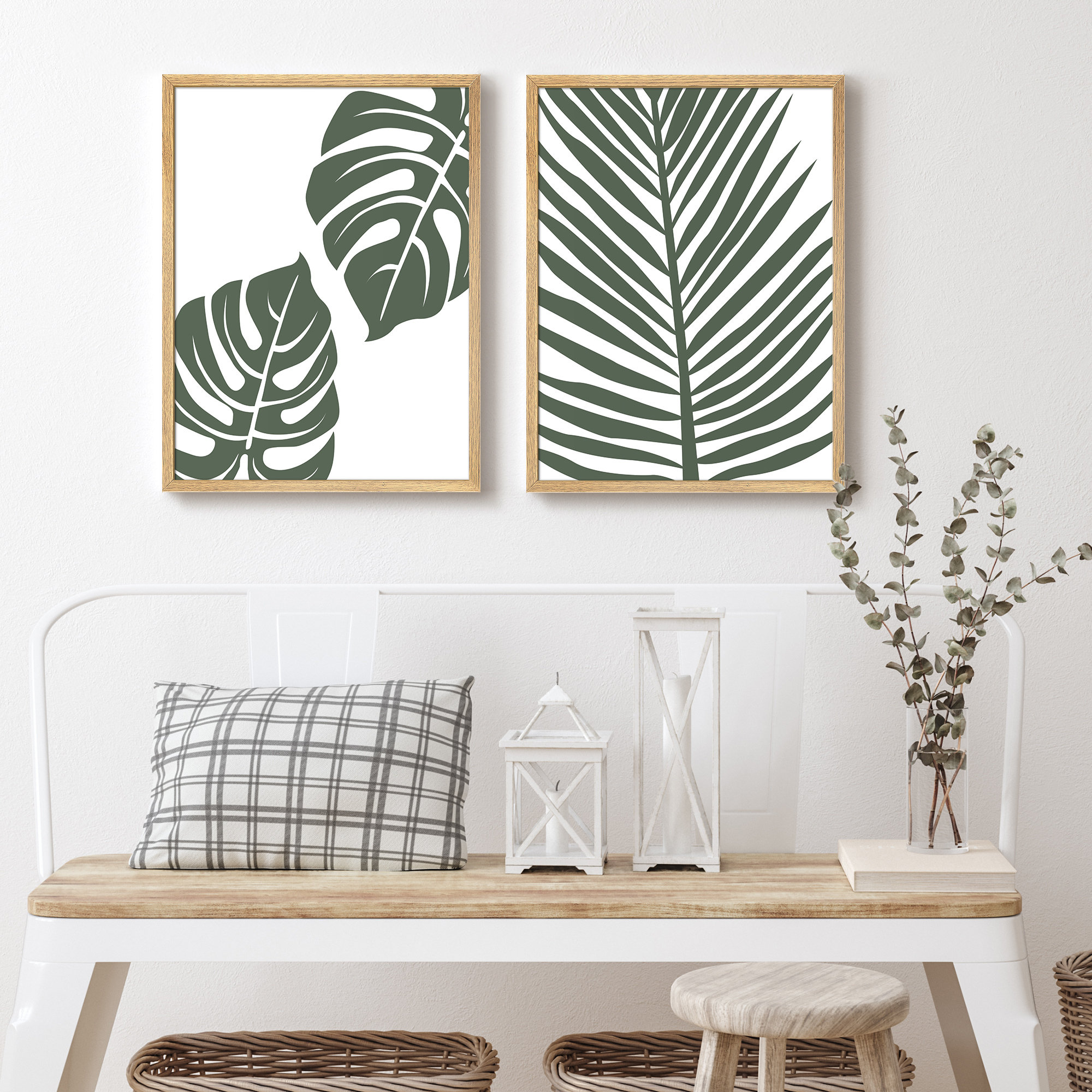 SIGNLEADER Green Palm Monstera Leaf Modern Artwork Framed Prints ...