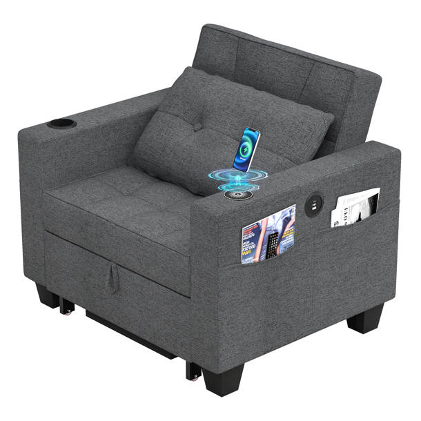 Latitude Run® 38" Wide Convertible Chair 3-In-1 Pull Out Sleeper Futon ...