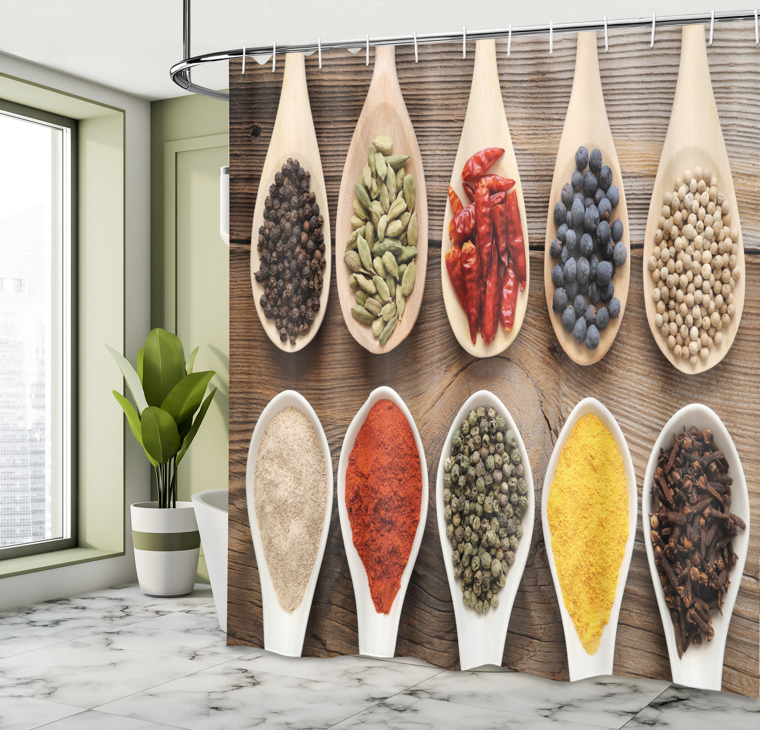 Ambesonne Spice Shower Curtain Spoonful of Aromatic Items | Wayfair
