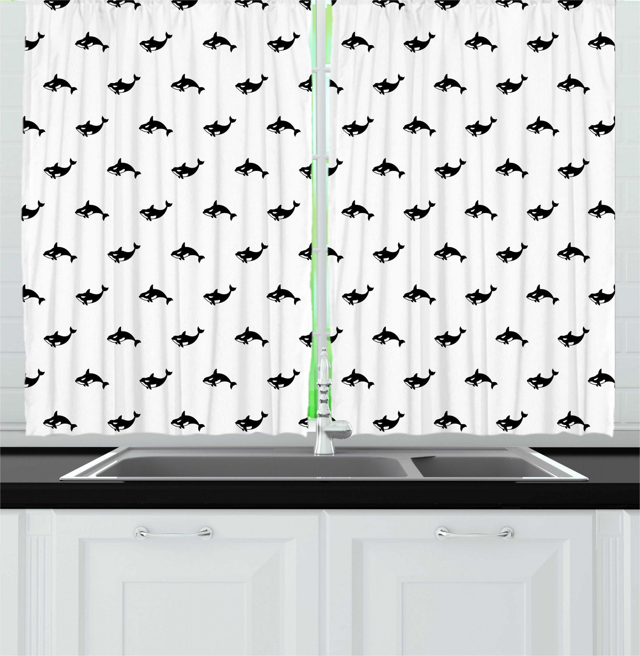 Ambesonne Whales Marine Theme Monochrome Simplistic Fish Motifs Pattern ...