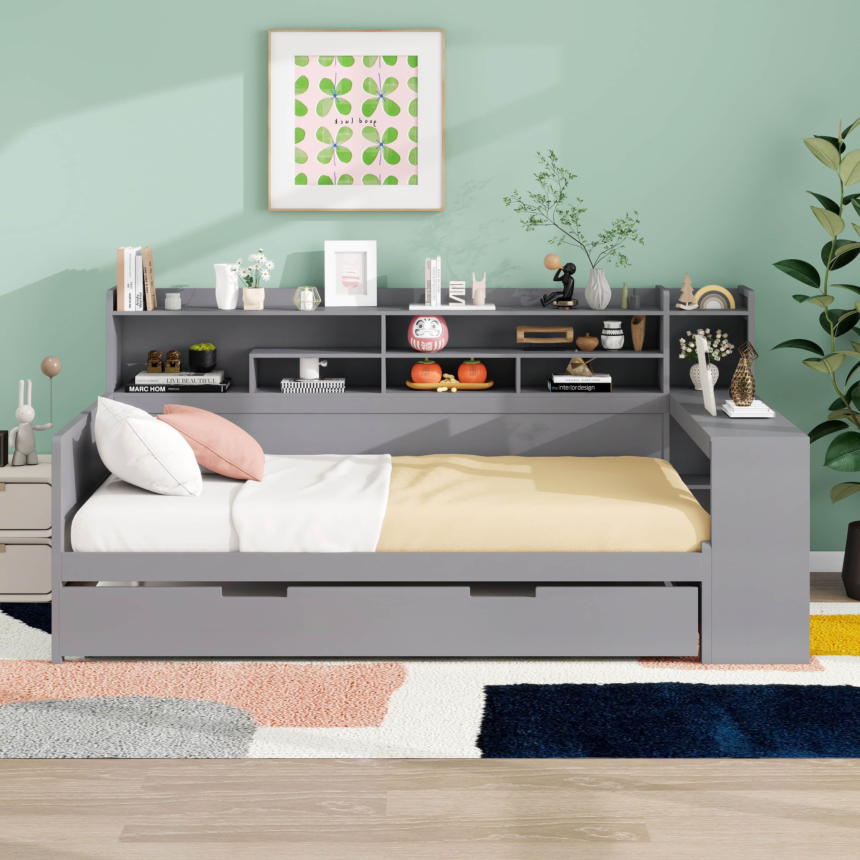 Latitude Run® Daybed, Wooden Daybed With Storage Shelves, Multi ...