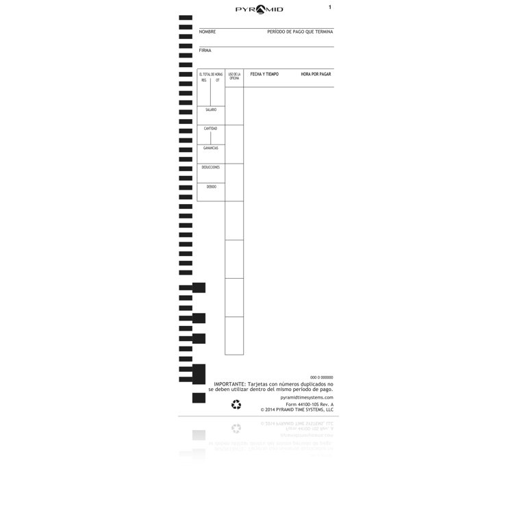 Pyramid Spanish Time Card | Wayfair
