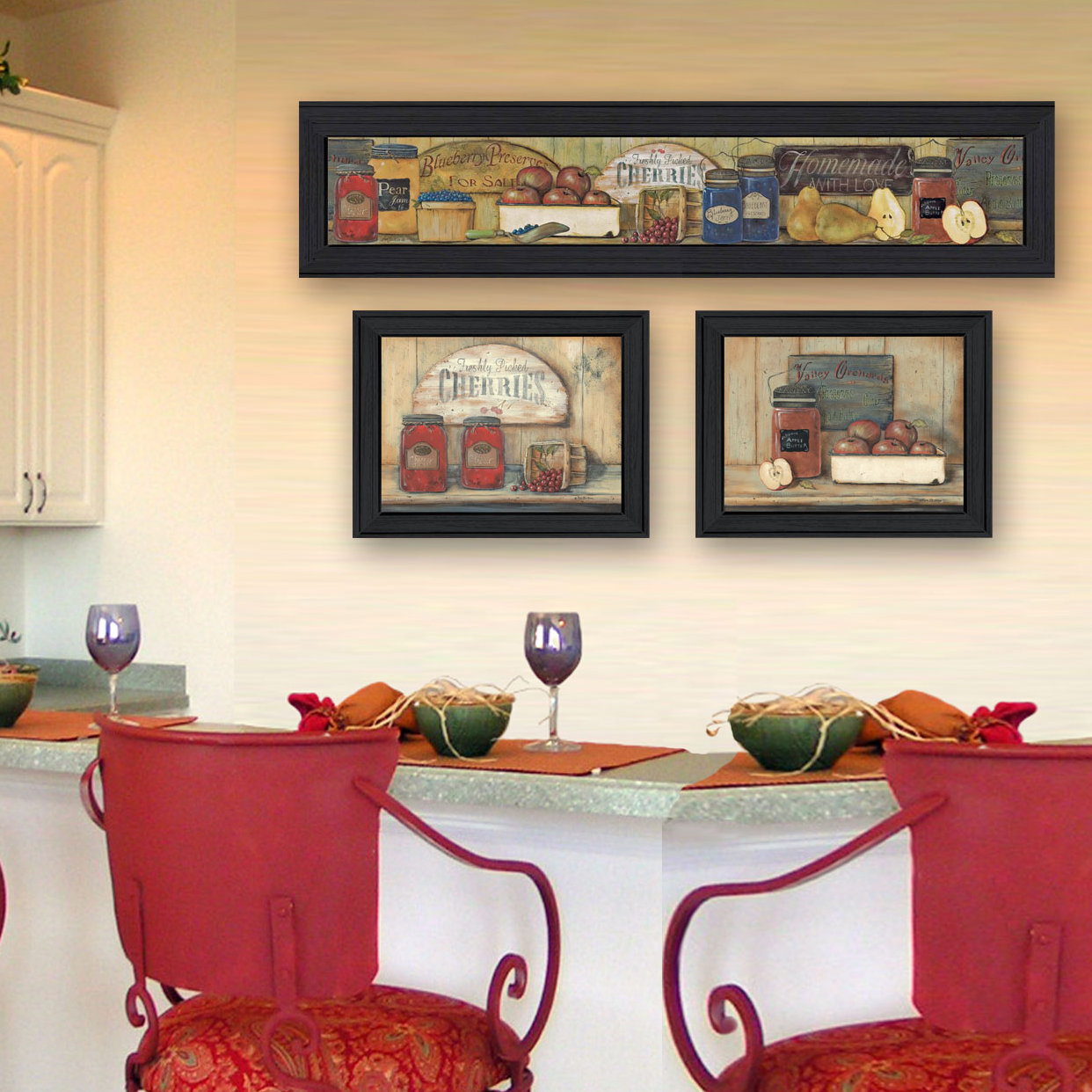 August Grove® Kitchen 3-Piece Vignette Framed Wall Art for Living Room ...