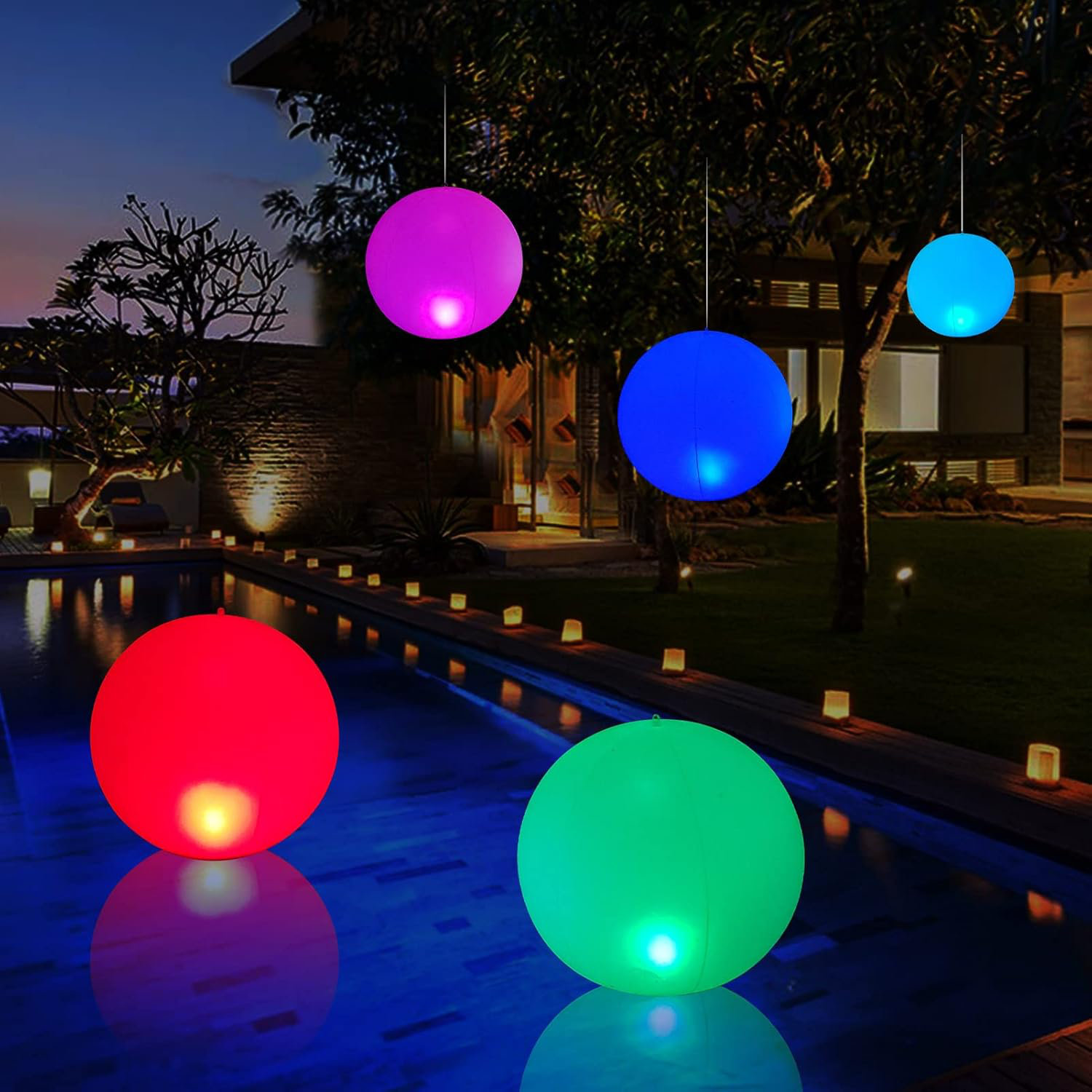 Fashion Finesse Floating Ball Pool Light Solar Powered 4 PCS, 14 Inch ...