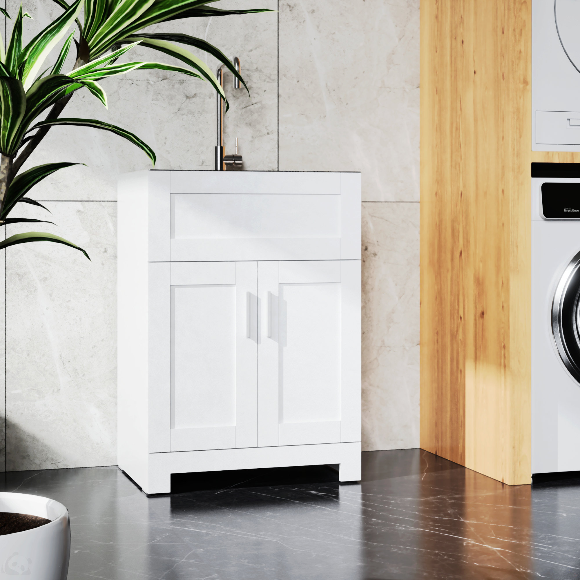 Hokku Designs Bathroom Sink Vanity Laundry Utility Cabinet W/ Stainless ...