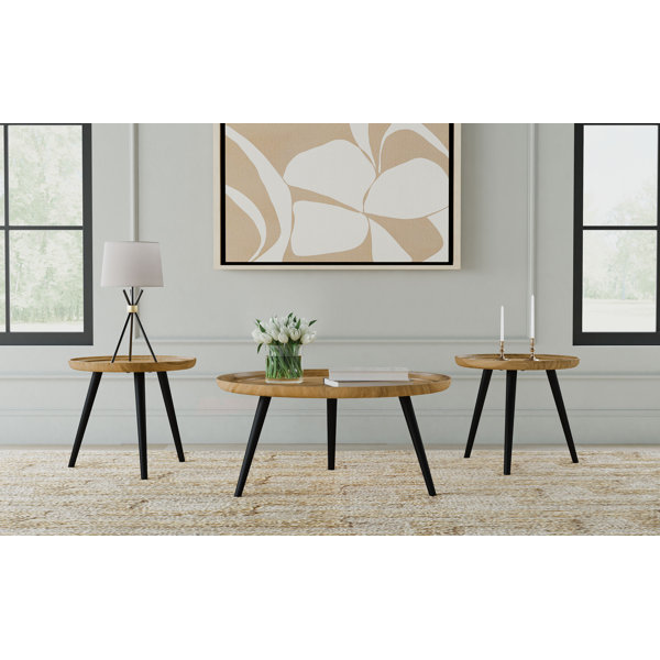 George Oliver Carillo 3-Piece Mango Wood Coffee And End Table Set ...