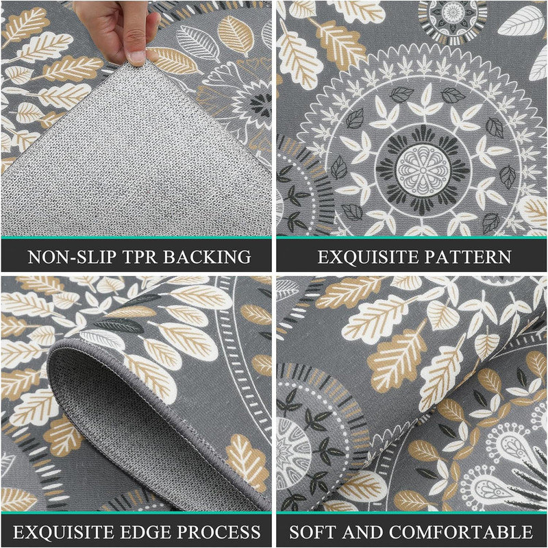 Bungalow Rose Farmhouse Kitchen Rug Sets 3 Piece,Non Slip Kitchen Rugs ...