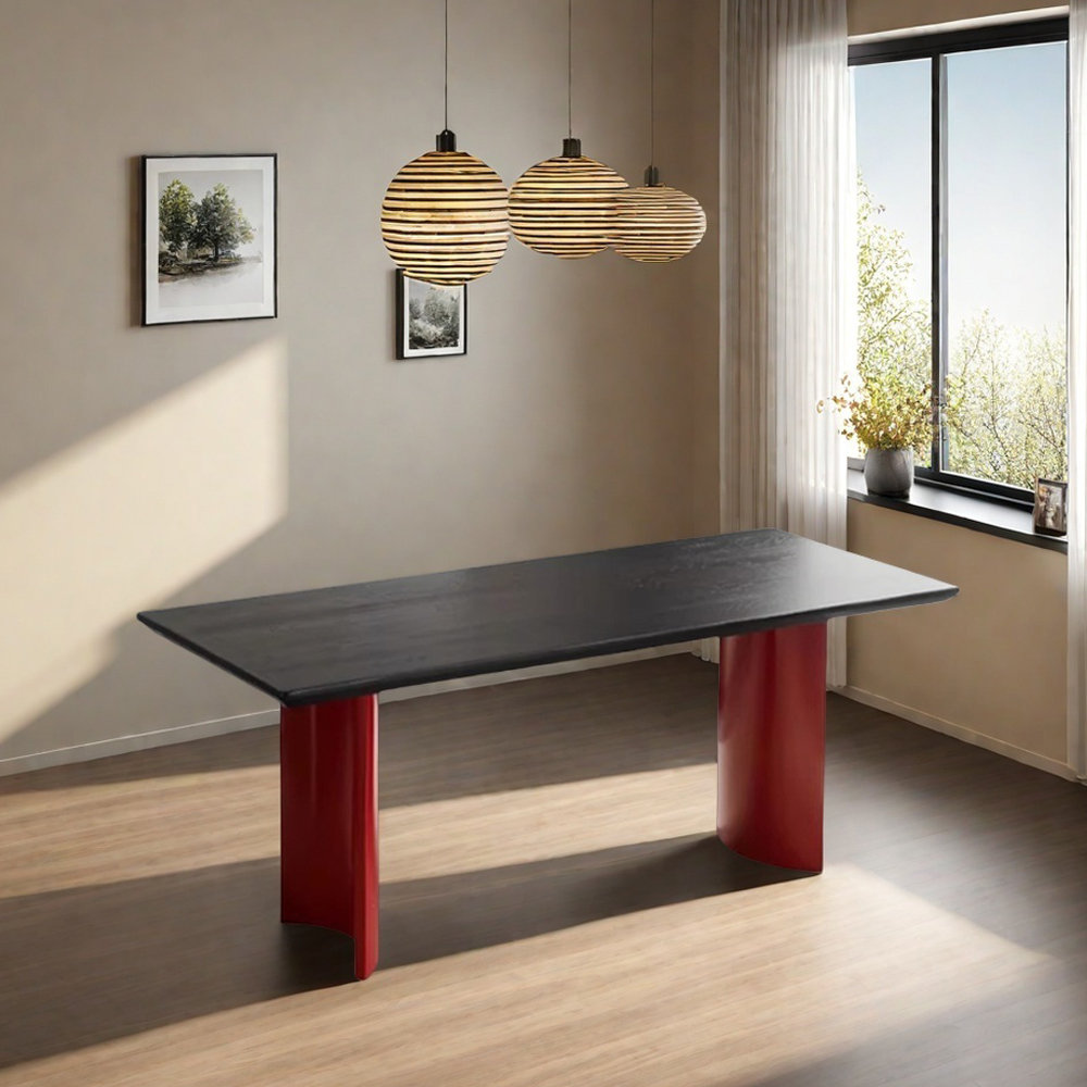 Hokku Designs Simple Black And Red Contrasting Ash Wood Table | Wayfair