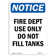 SignMission OSHA Notice - Fire Dept Use Only Do Not Fill Tanks Sign ...