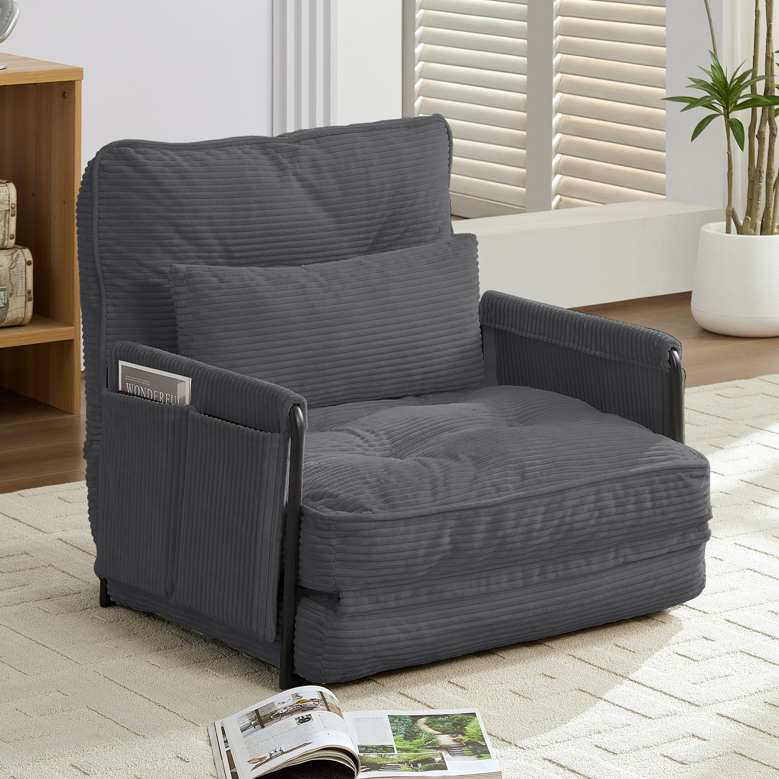 Trule 6-Position Adjustable Multi-Functional Recliner Sofa Bed ...