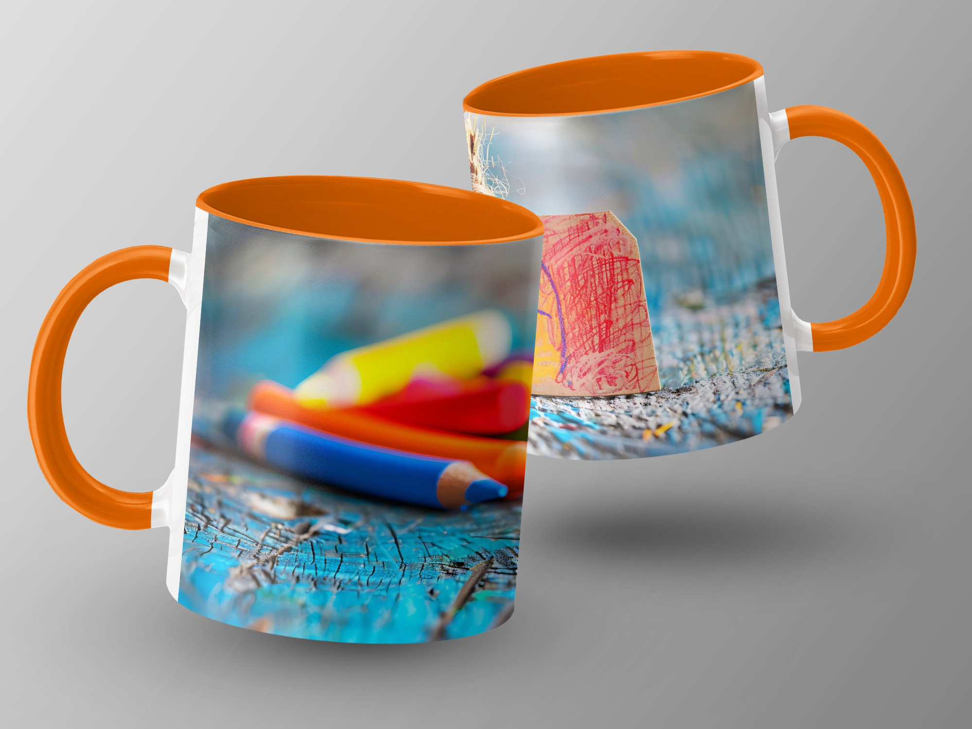 East Urban Home Set of 3 Kids Drawing Style 11oz Accent Mugs – White ...