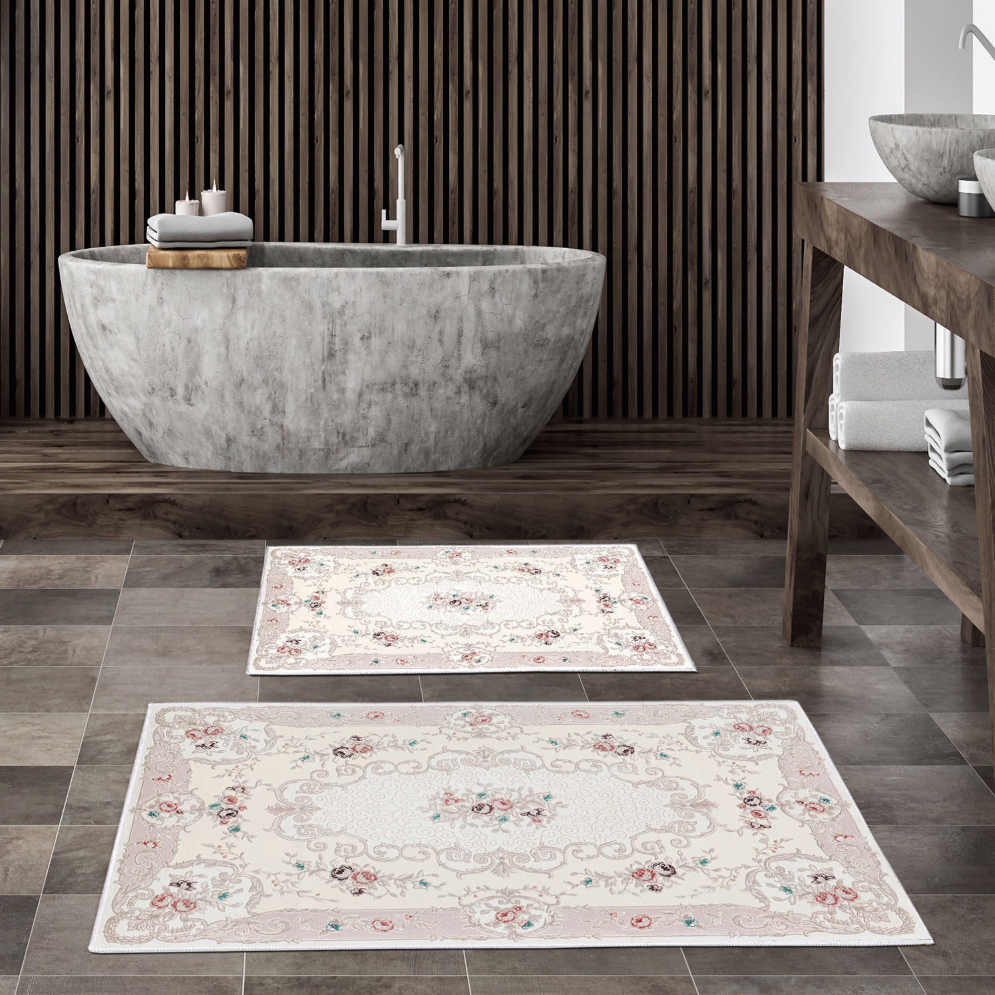 East Urban Home Iorio Floral 2 Piece Bath Rug Set | Wayfair