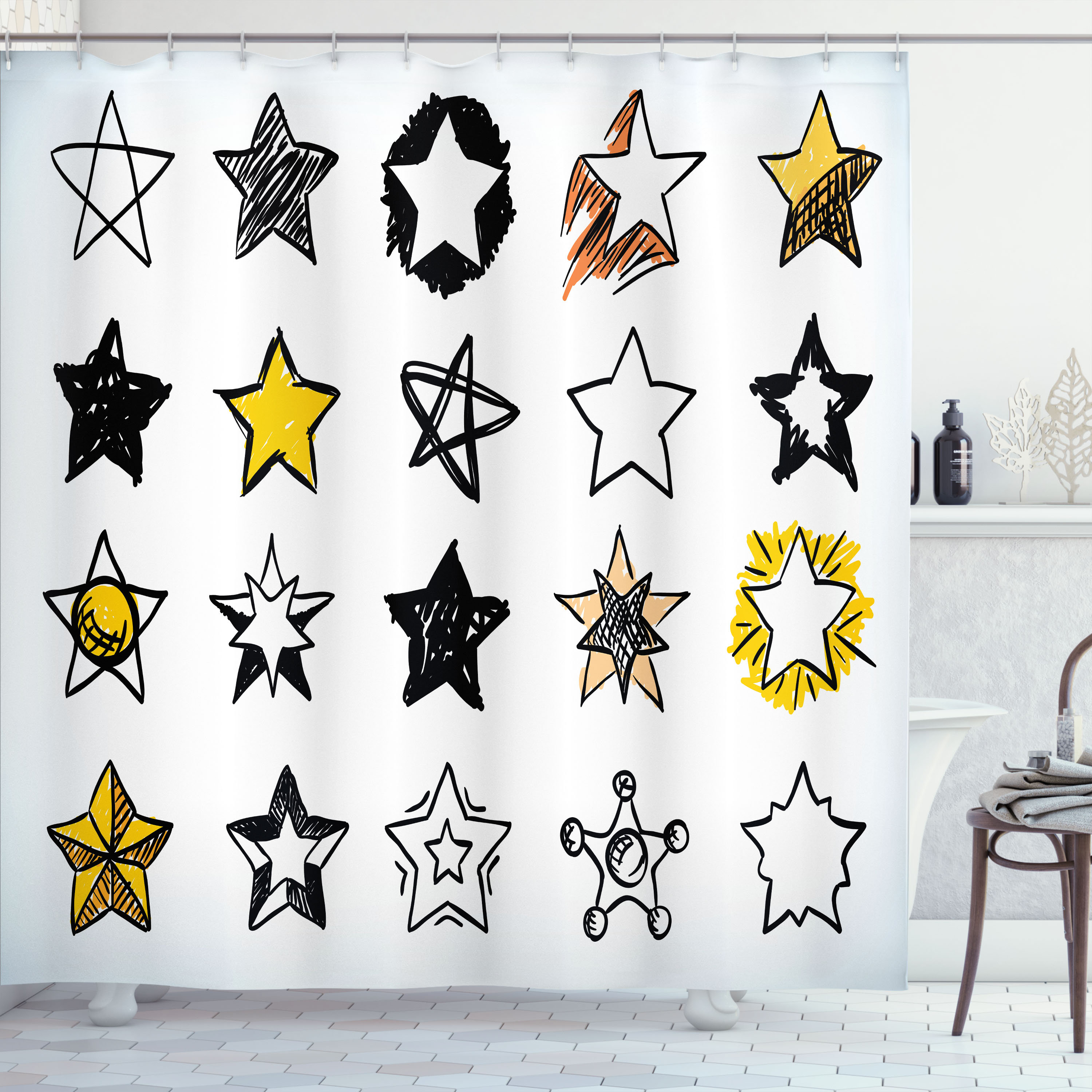 East Urban Home Kingsgate Star Shower Curtain Punk Shapes and Designs ...
