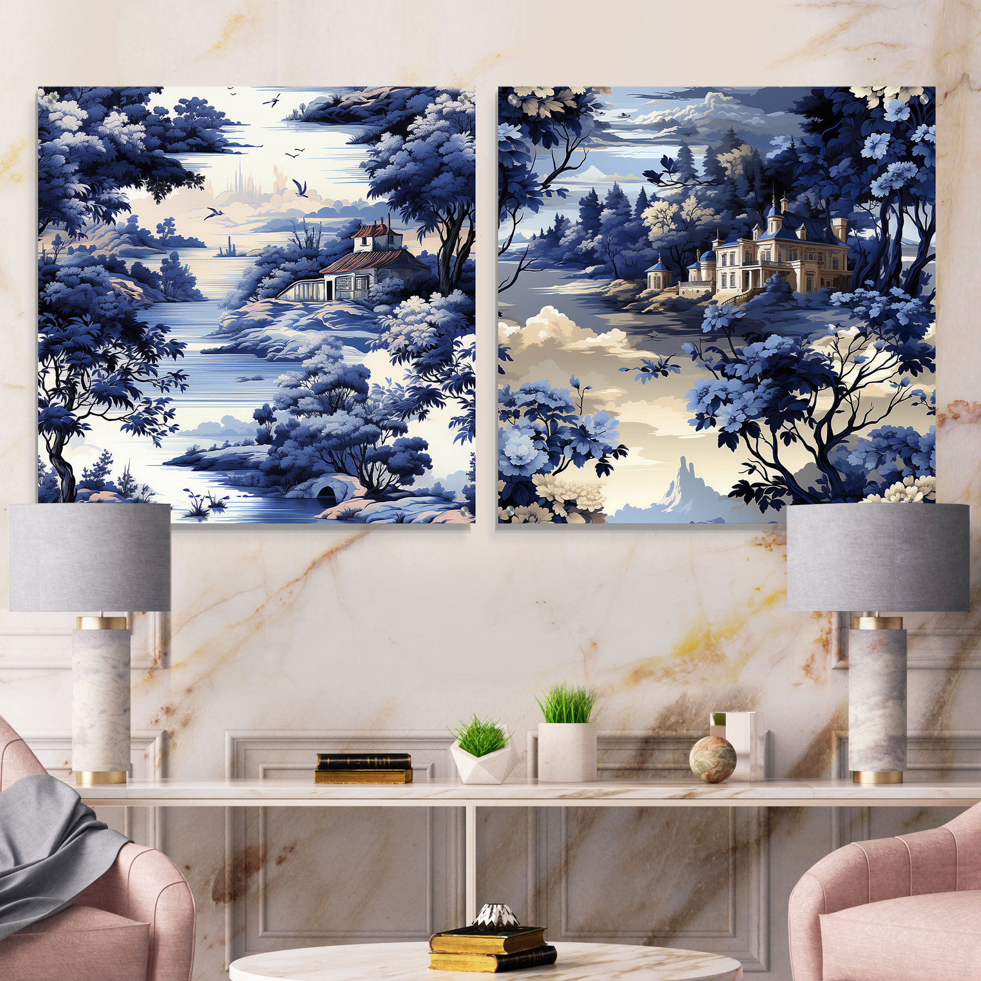 Lark Manor™ Victorian Cobalt Toile Ii Victorian Pattern - Floral ...