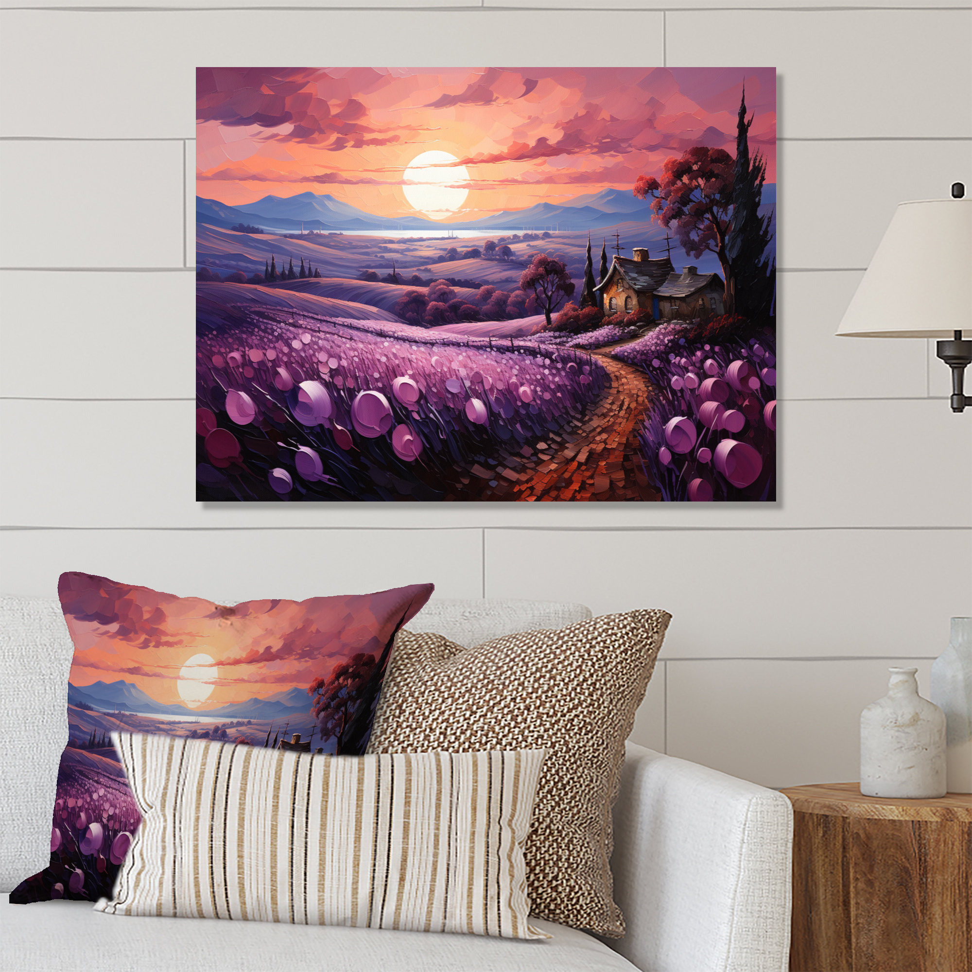 Red Barrel Studio® Countryside Lavender Landscape Patchwork I ...