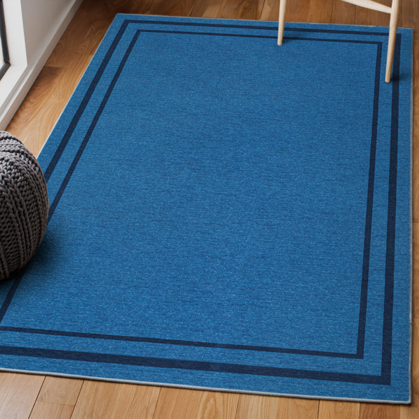navy border rug