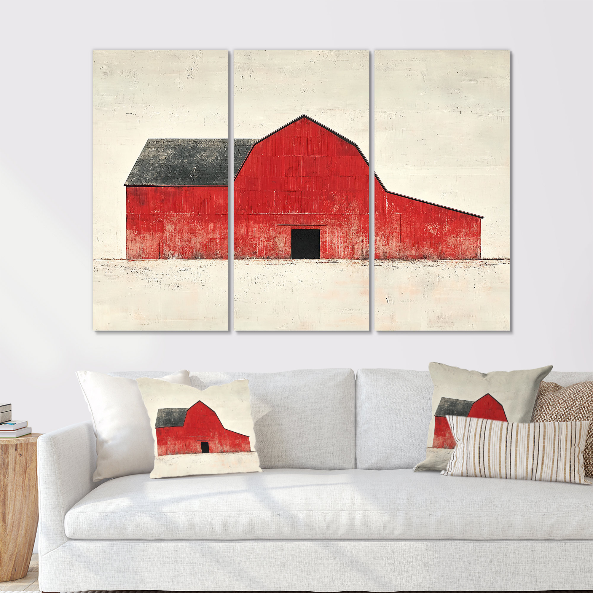 August Grove® Red And Black Rustic Barn Landscape III - Farmhouse Wall ...