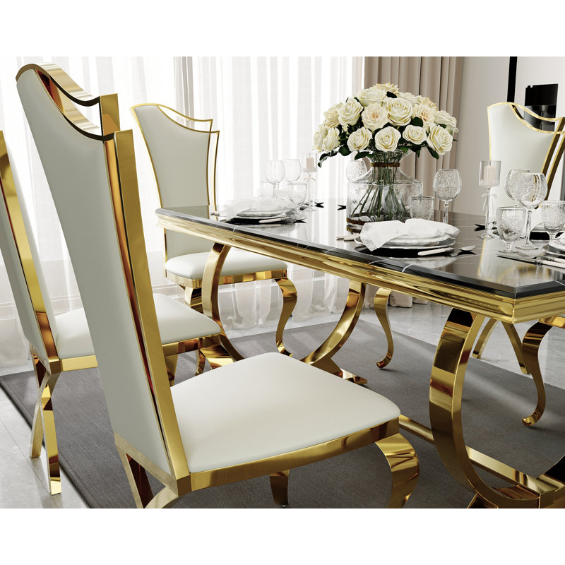 Rosdorf Park Luxury King Chairs Throne White PU Leather Dining Room ...