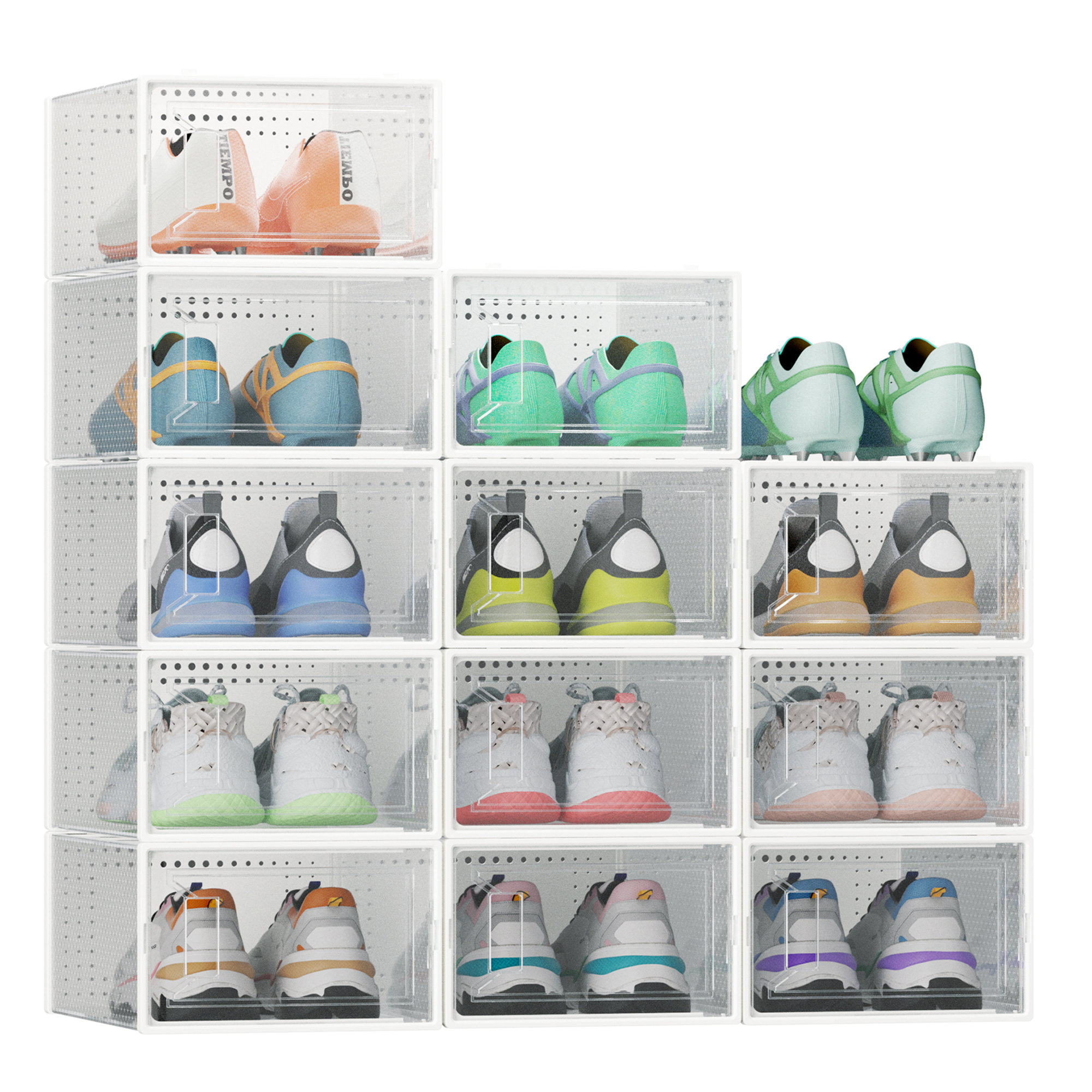 Rebrilliant 12 Pair Stackable Large Shoe Containers Storage Box (Set Of ...