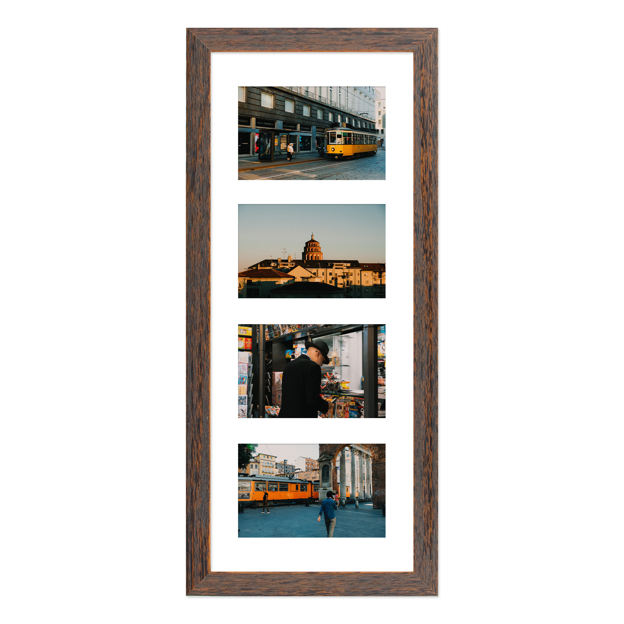 Ebern Designs Noi 8x20 Brown Wood Picture Frame with 4 Opening 4x6 ...