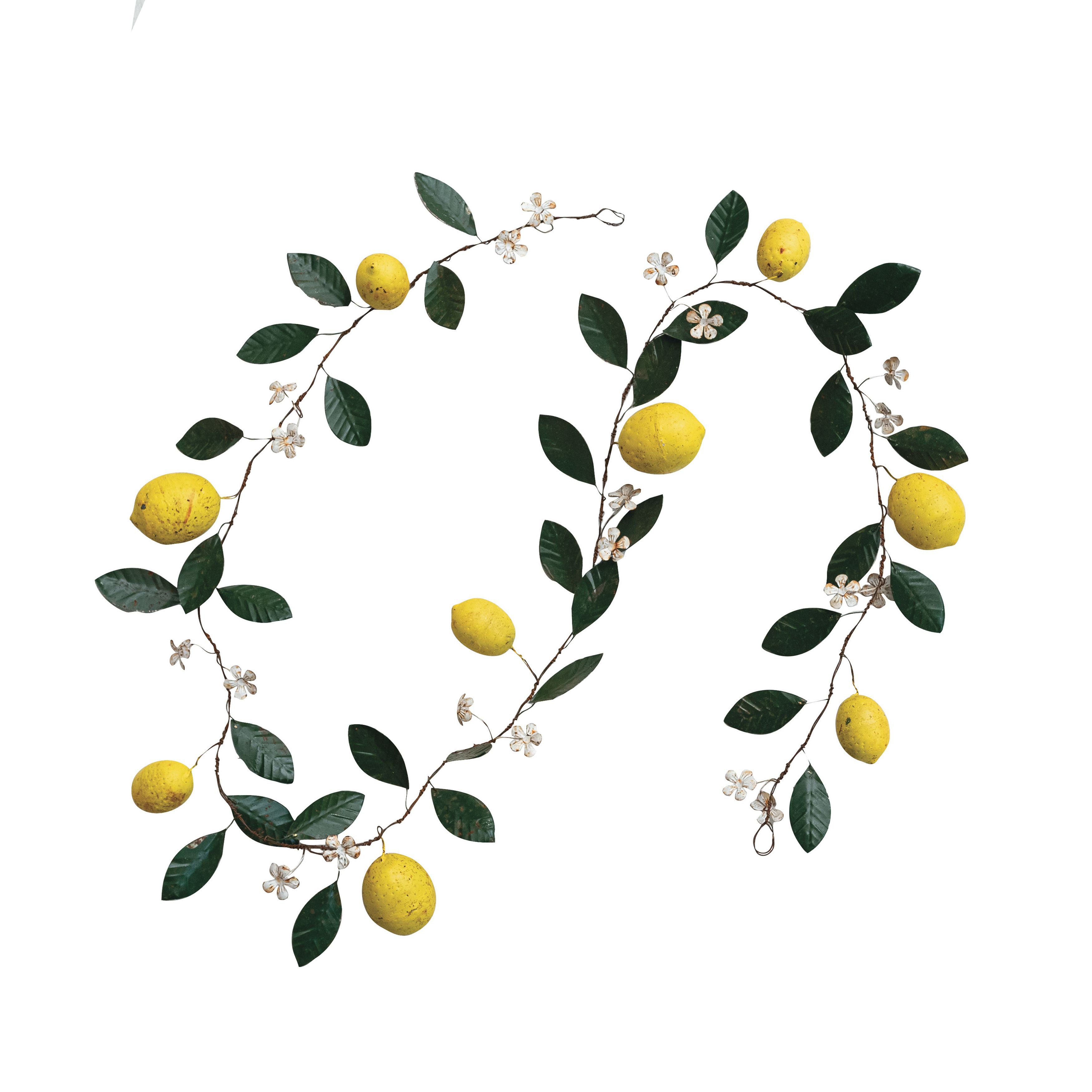 Gracie Oaks Metal Garland With Lemons And Leaves | Wayfair