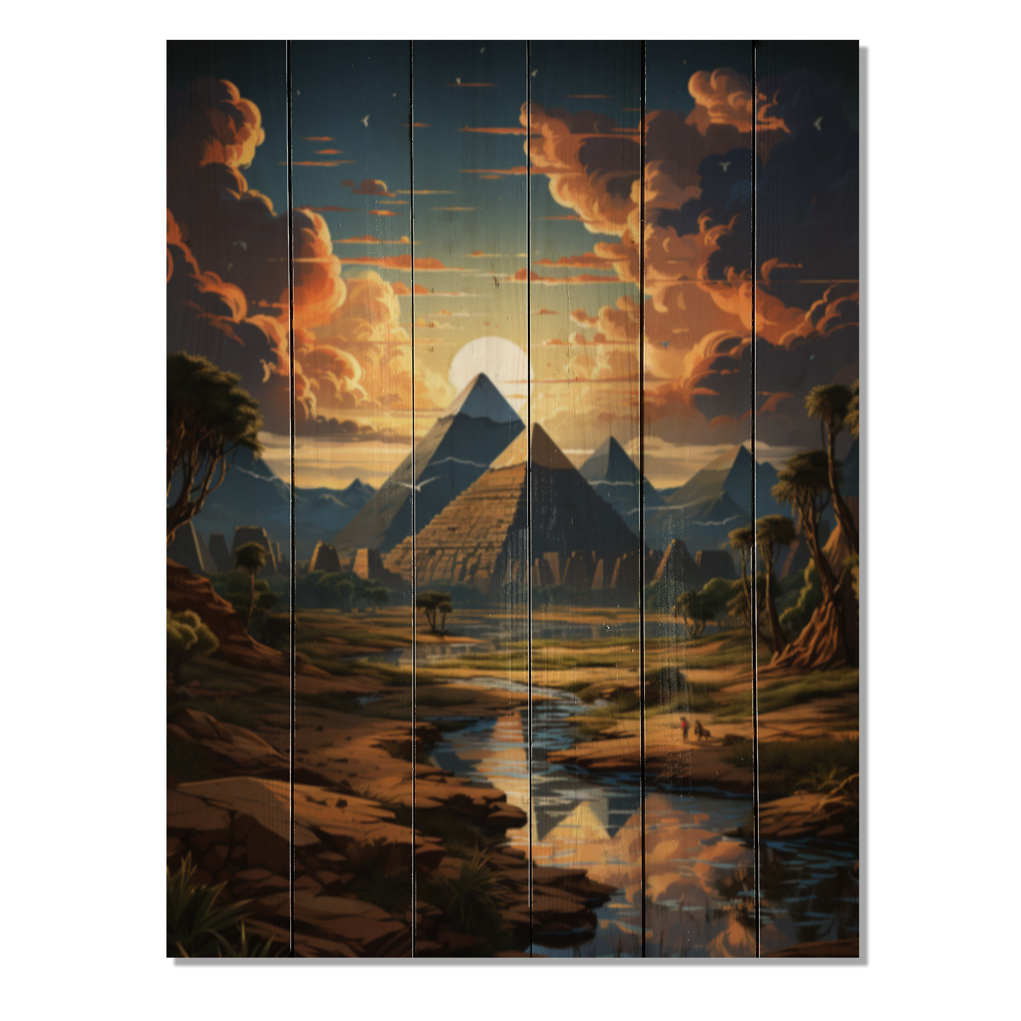 Union Rustic Egypt Majestic Pyramids I - Egypt Print On Natural Pine ...