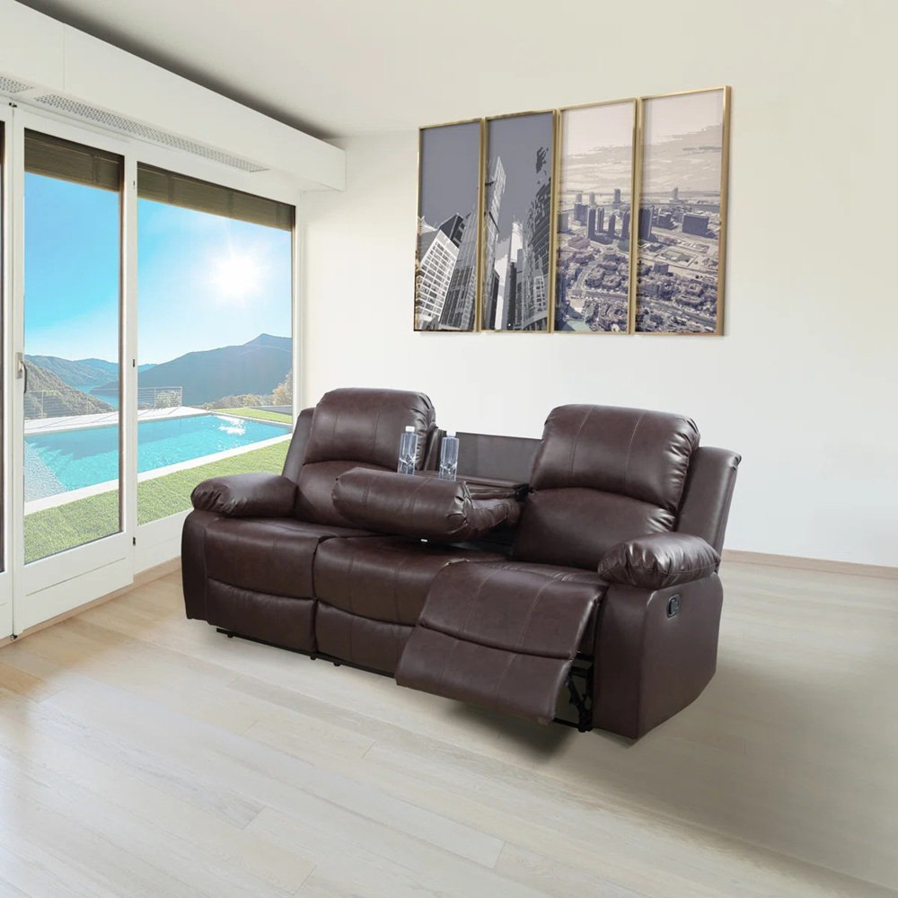 L&T Home Living Inc Vesada Sofa Recliner With Built-In Coffee Table ...