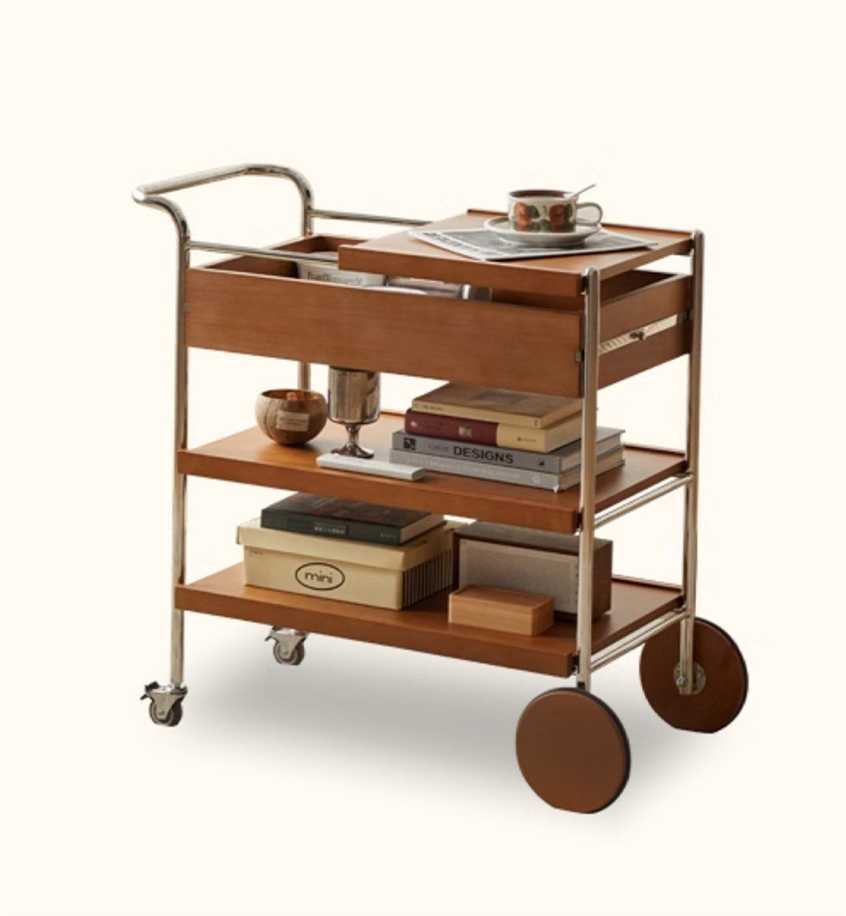 Orren Ellis 31.89" Brown Rectangular Solid wood Bar Carts | Wayfair