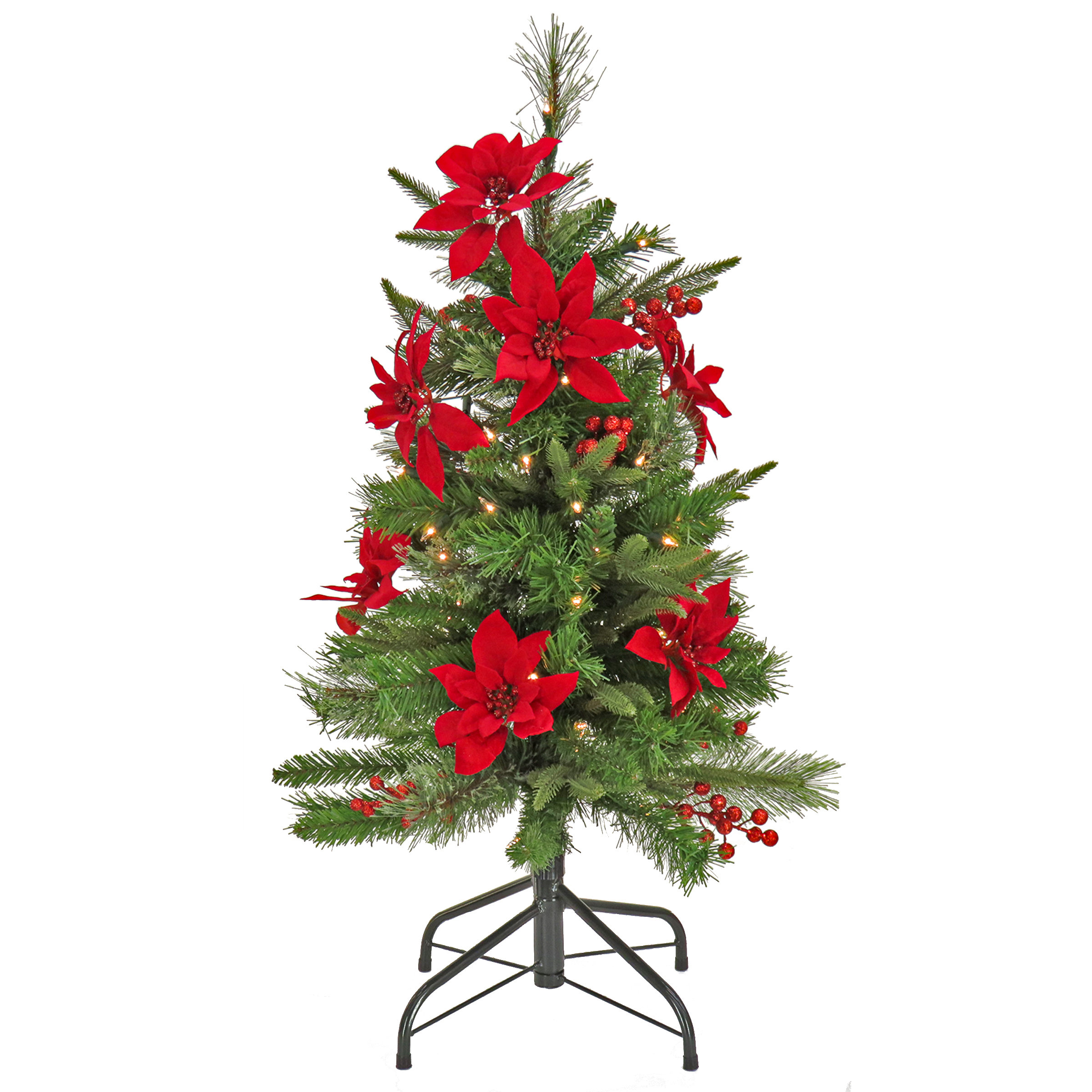 The Holiday Aisle® 3 ft. Colonial Fir Slim Tree with Clear Lights | Wayfair