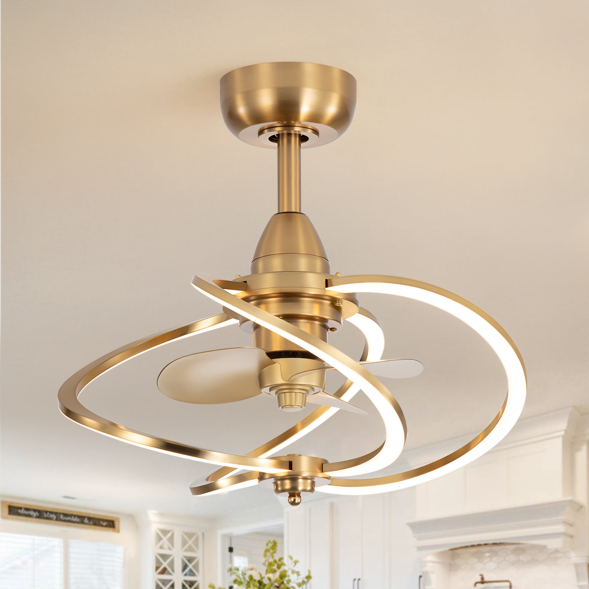 Mercer41 20'' Small Enclosed Caged Ceiling Fan With Light And Remote ...