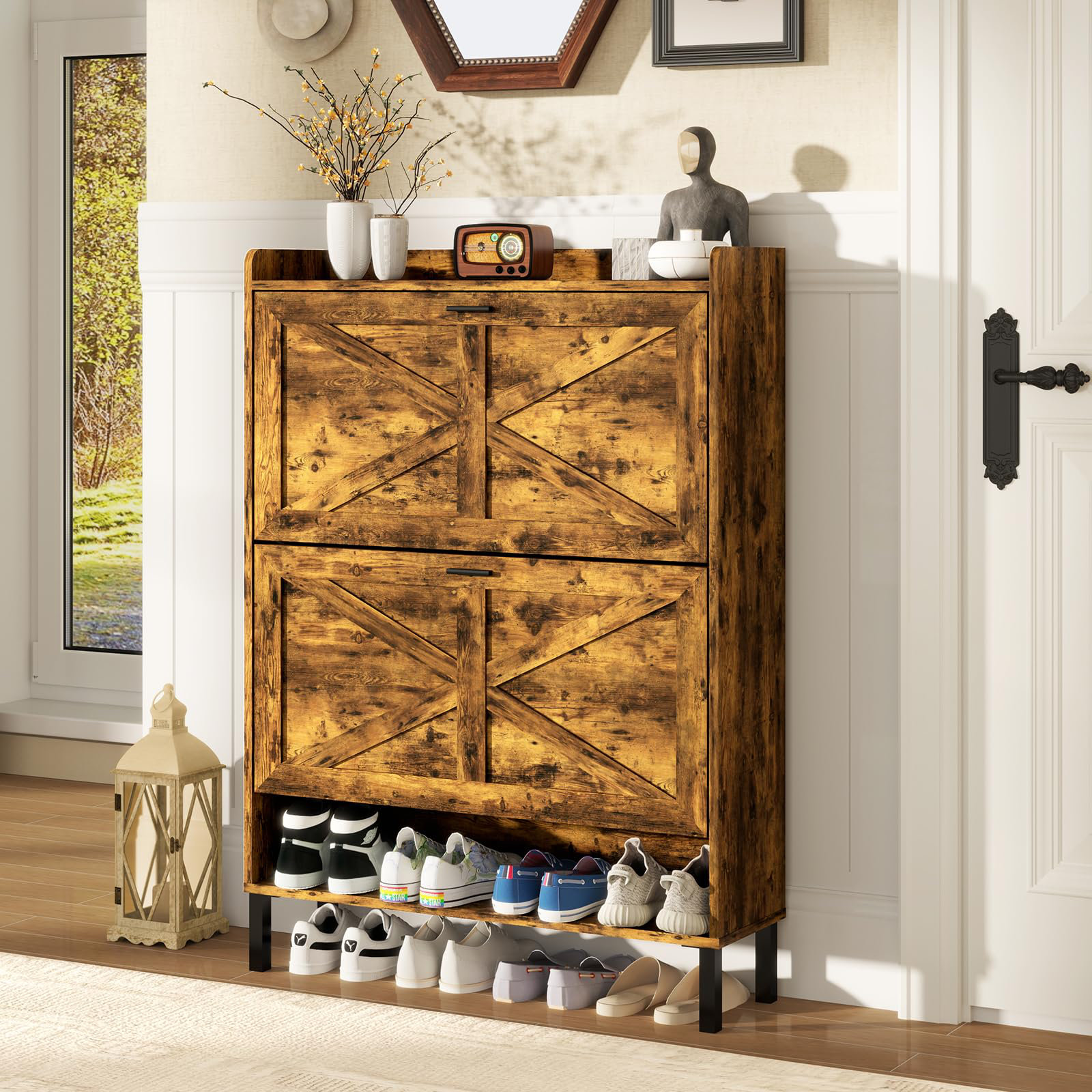 Millwood Pines Shoe Storage Cabinet for Entryway, Fits Size 13, 24 ...