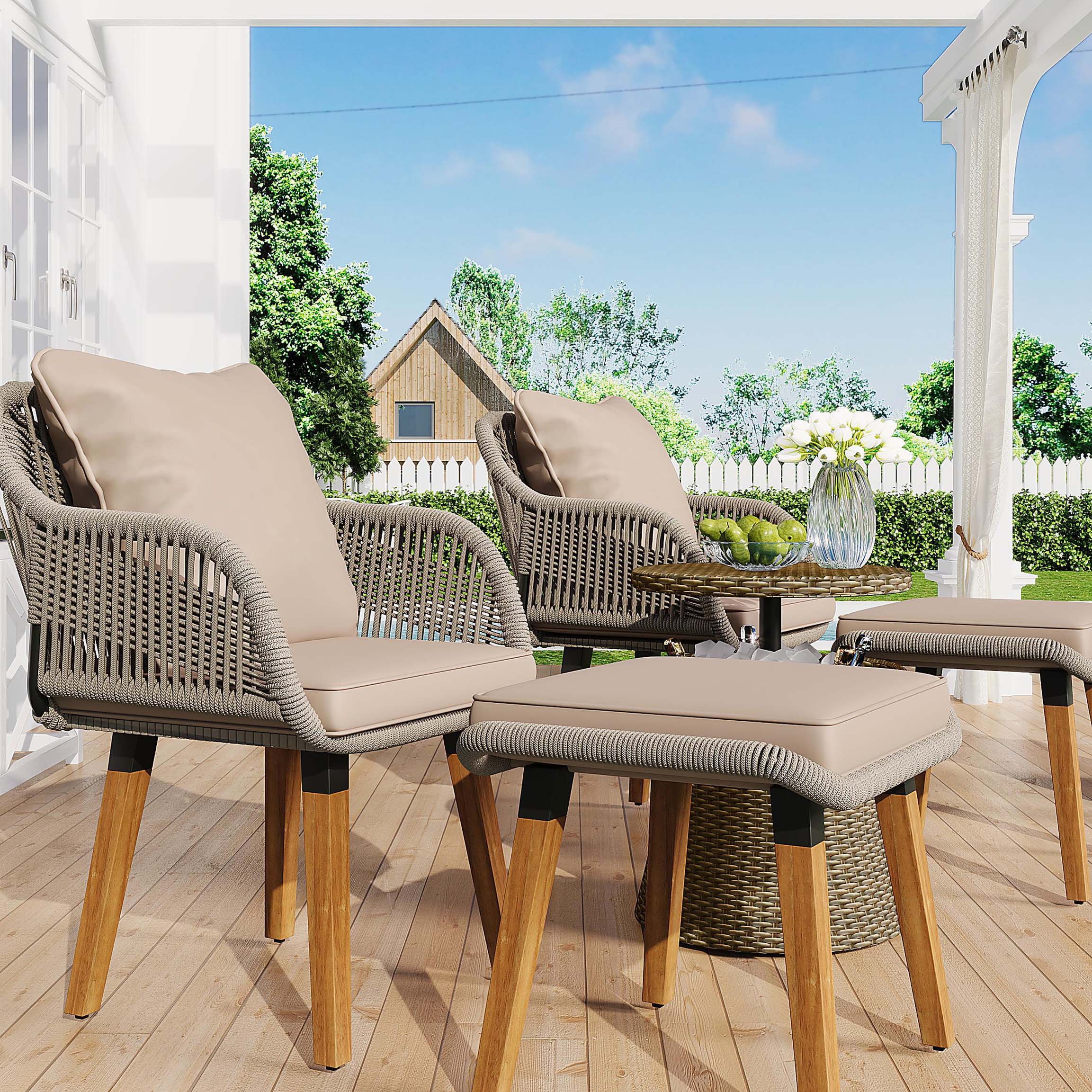World Menagerie 5 Pieces Patio Furniture Chair Sets, Patio Conversation ...
