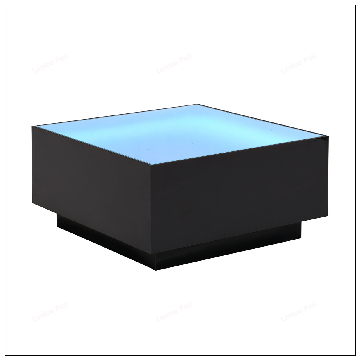 Ivy Bronx Modern Square Coffee Table with LED Lights and Frosted Glass ...